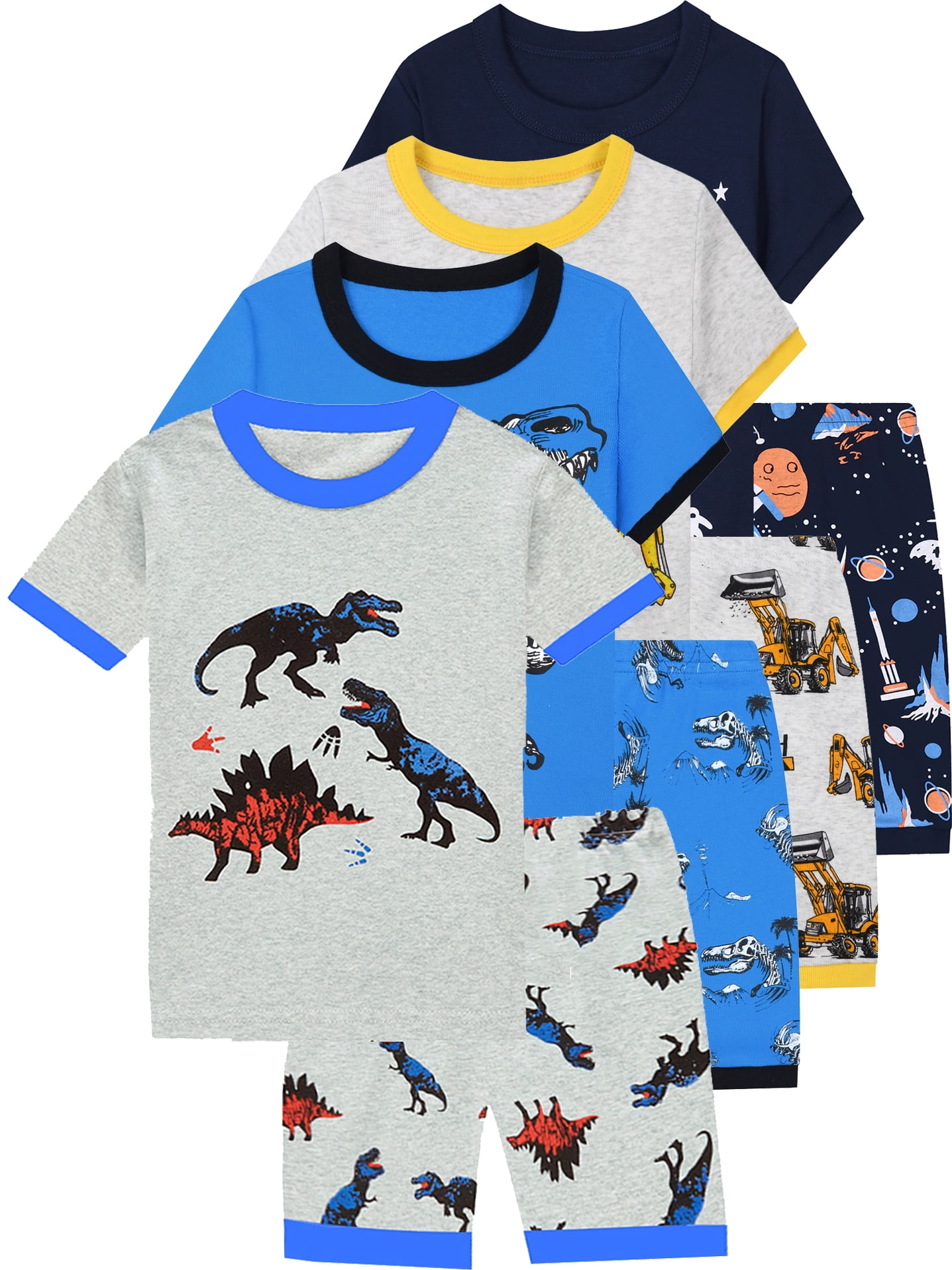 WIBACKER Dino Pajamas for 3-12Y Boys, Cozy 100% Cotton 2 Piece Short ...