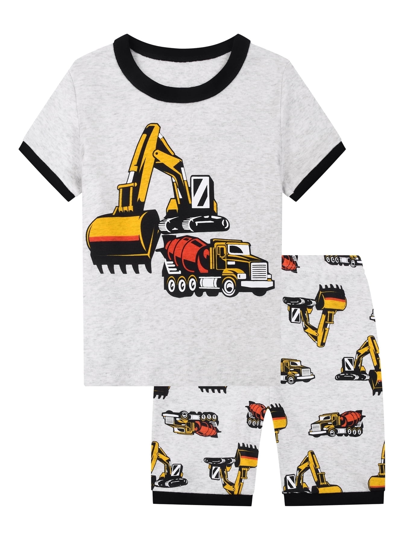 WIBACKER 3-12Y Little Boys 2-Piece Excavator Pajamas 100% Cotton ...