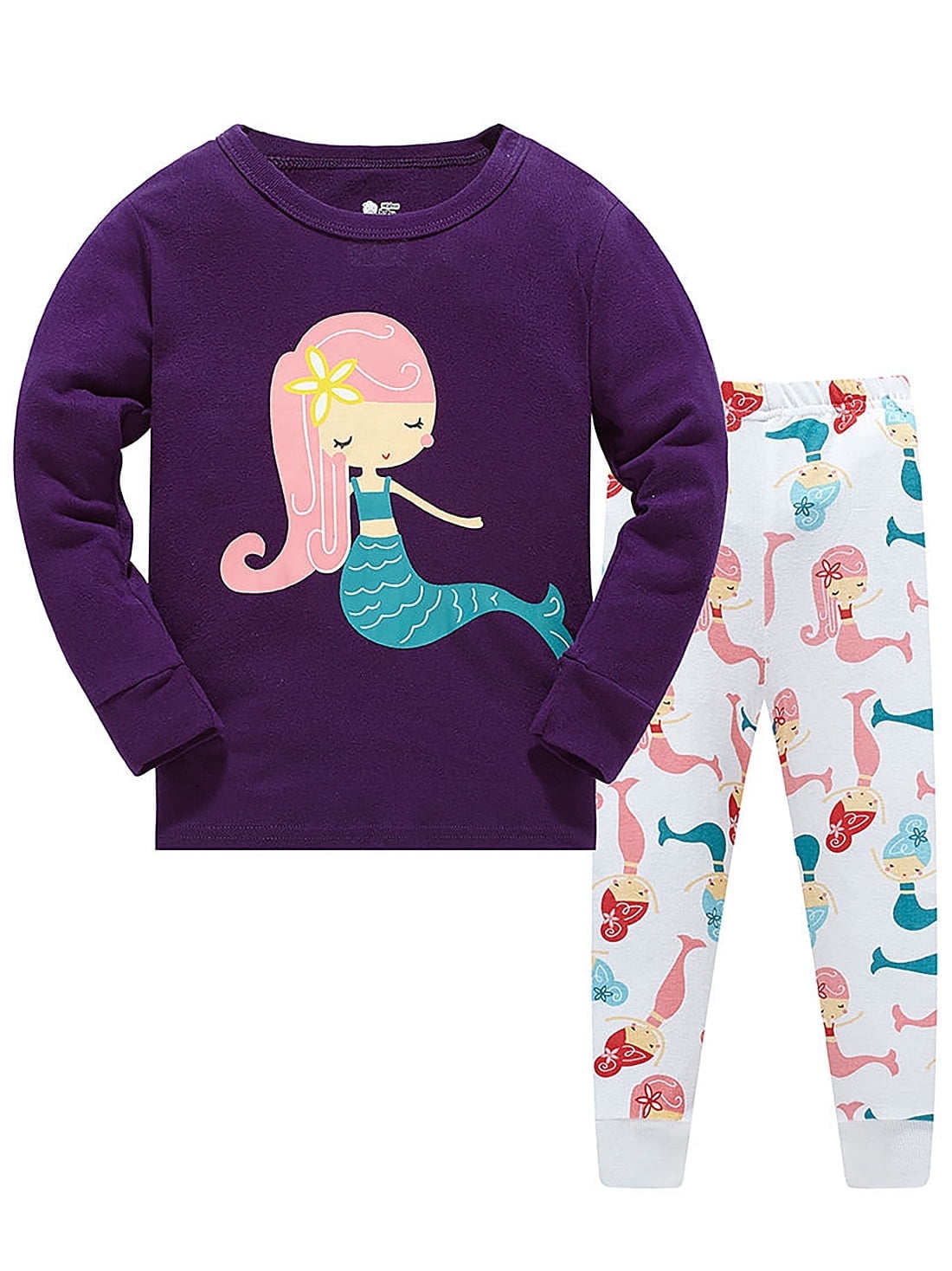 WIBACKER 3-8T Toddlr and Little Girls' Long Sleeve Top and Pants Snug Fit 100% Cotton 2 Piece ...