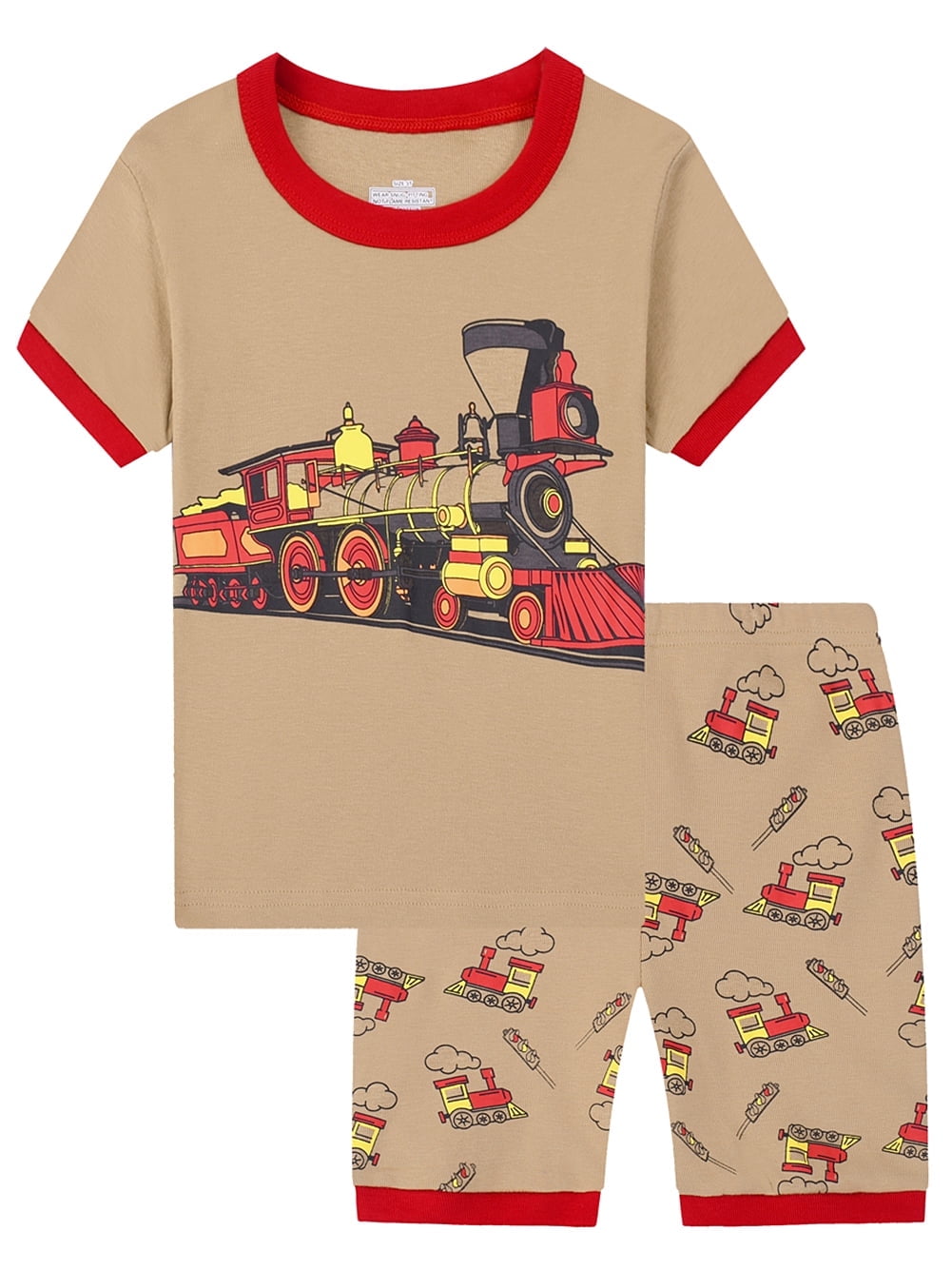 WIBACKER 3-8T Train 100% Cotton Summer Pajamas for Big Boys 2 Piece ...
