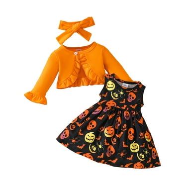 Baby Girls Pumpkin Outfit Set 0-18M Toddler Cute Halloween Clothes Newborn Infant Ruffle Long ...