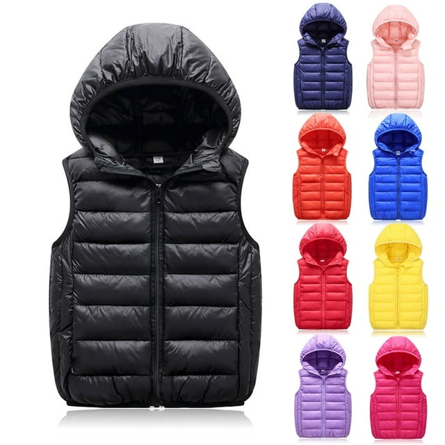 WIBACKER 4-10T Boys Girls Puffer Down Vest Child Hooded Zip Jacket ...