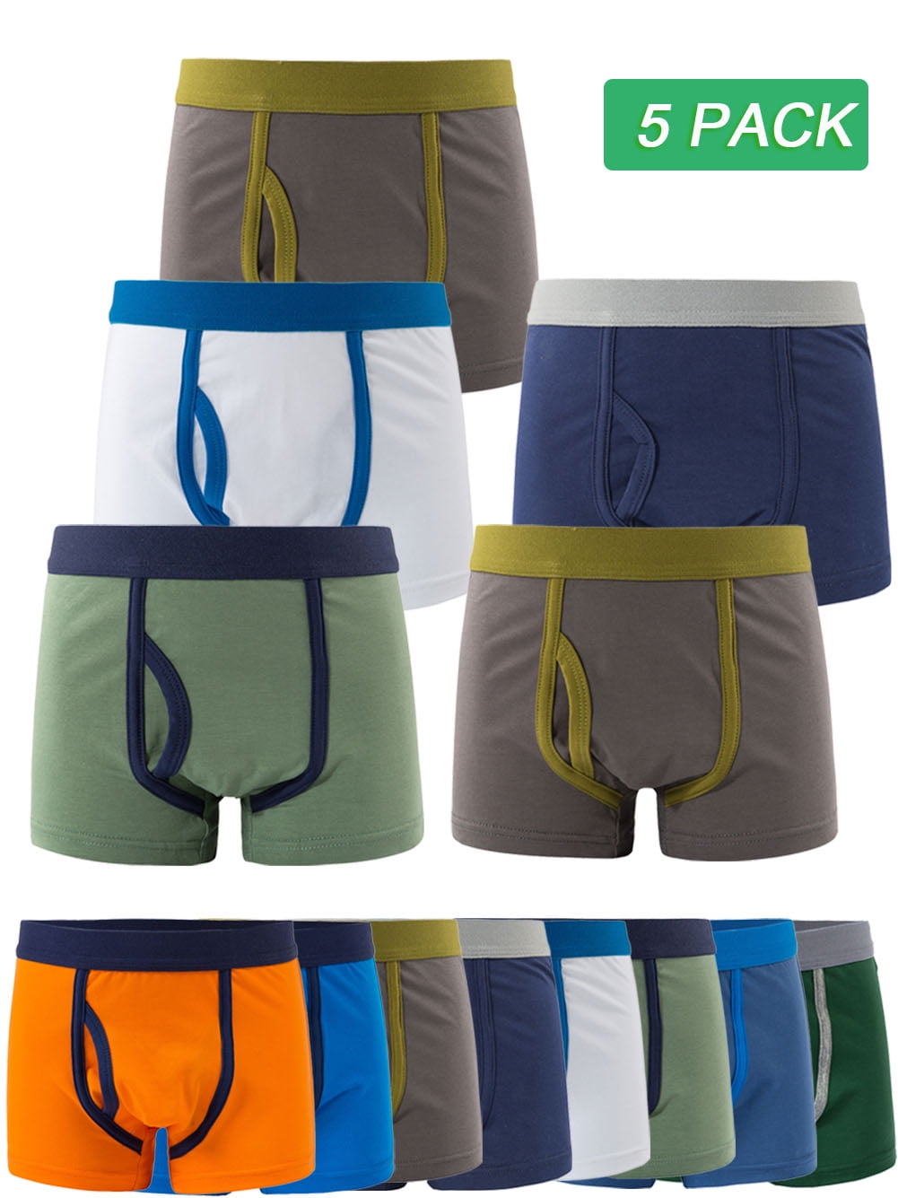 WIBACKER 5 Pack Boys' Cotton Cartoon Solid Color Underwear Toddler ...