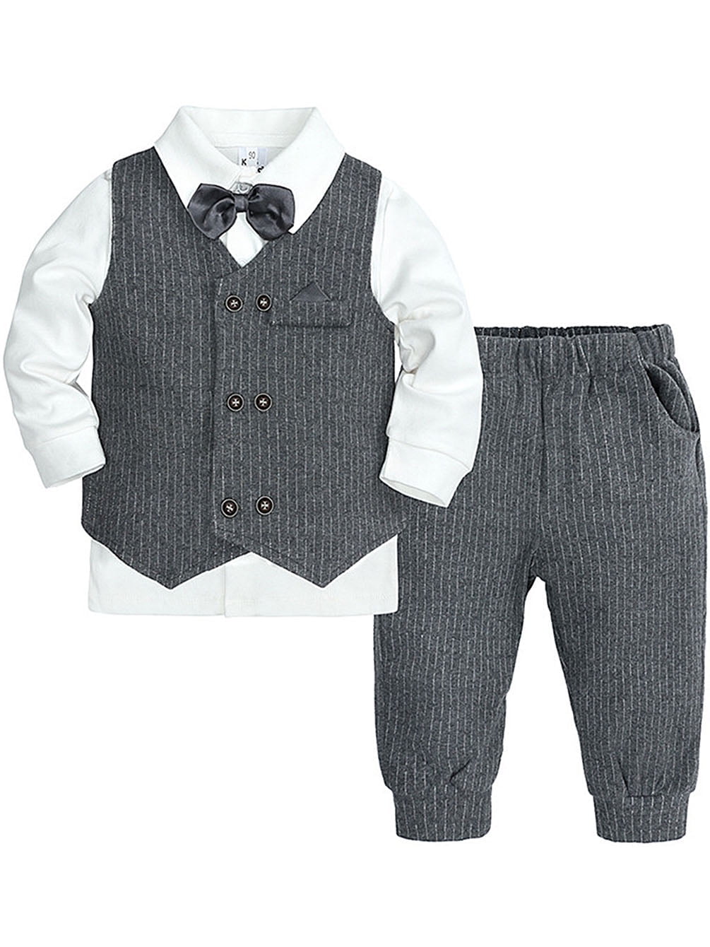 WIBACKER 6M-4Y Baby Boys 3Pcs Gentleman Suit Kids Formal Outfits Set ...