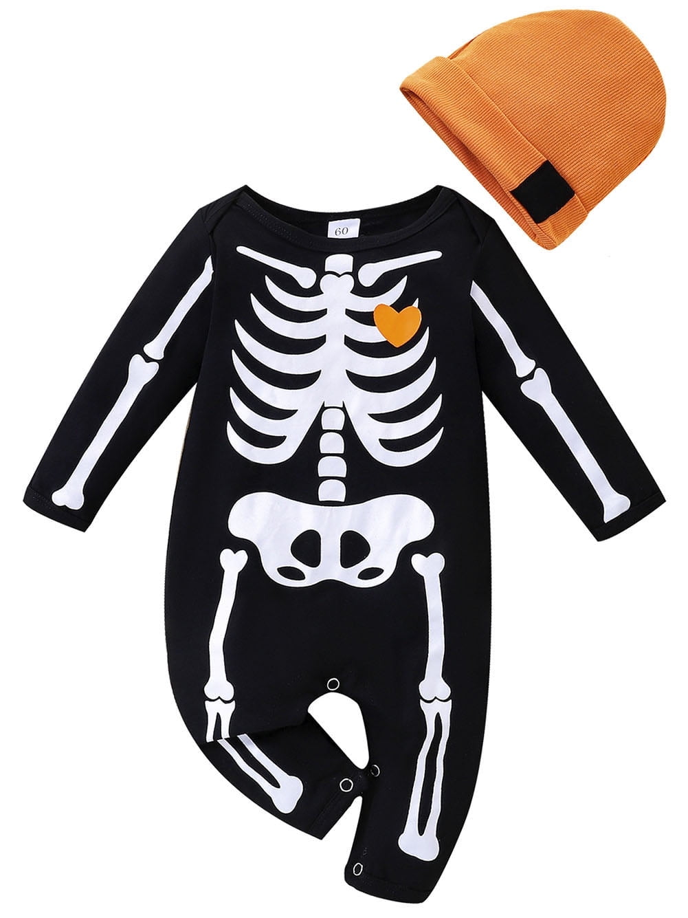 WIBACKER Newborn Baby Boy/Girl Skeleton Onesie with Pumpkin Hat ...