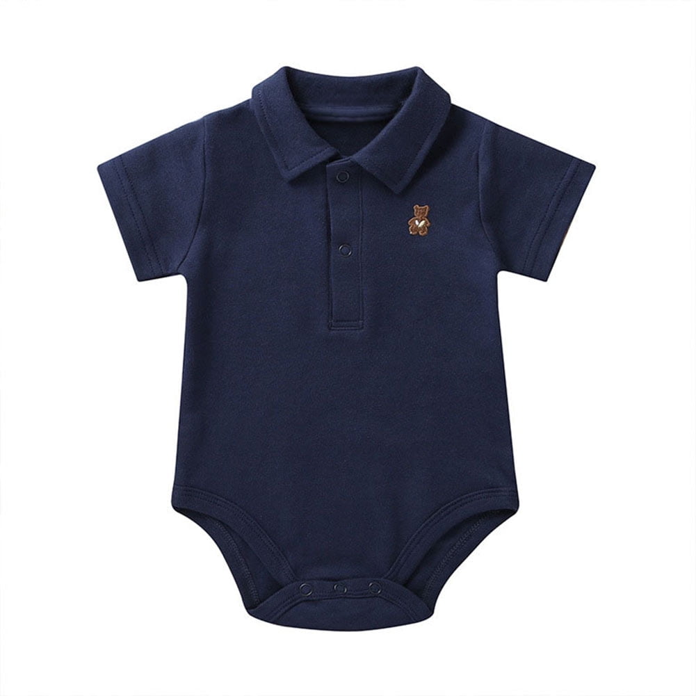 WIBACKER Baby Boy Girl Short Sleeve Polo Bodysuit 100% Cotton Onesie ...