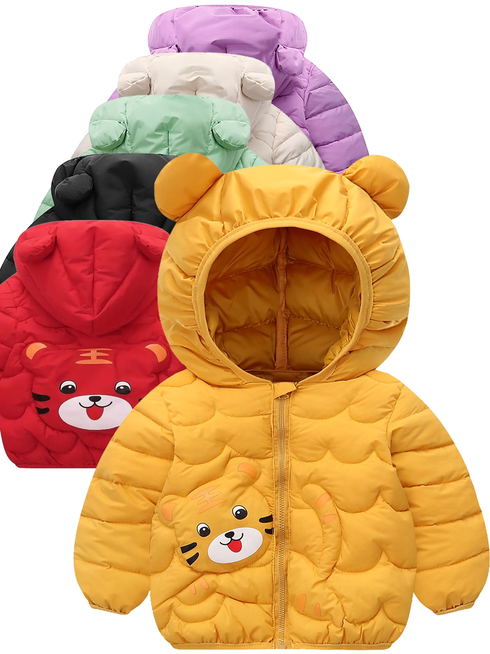 WIBACKER Baby Boys Girls Winter Coats Toddler Tiger Hoods Down Jacket Infant Kids Light Puffer ...