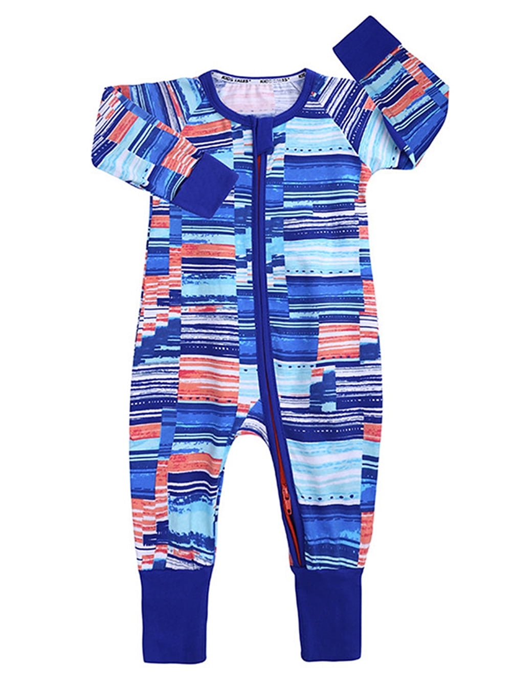WIBACKER Baby Cotton Long Pajamas with Mittens Cuff for Boys 2 Way ...
