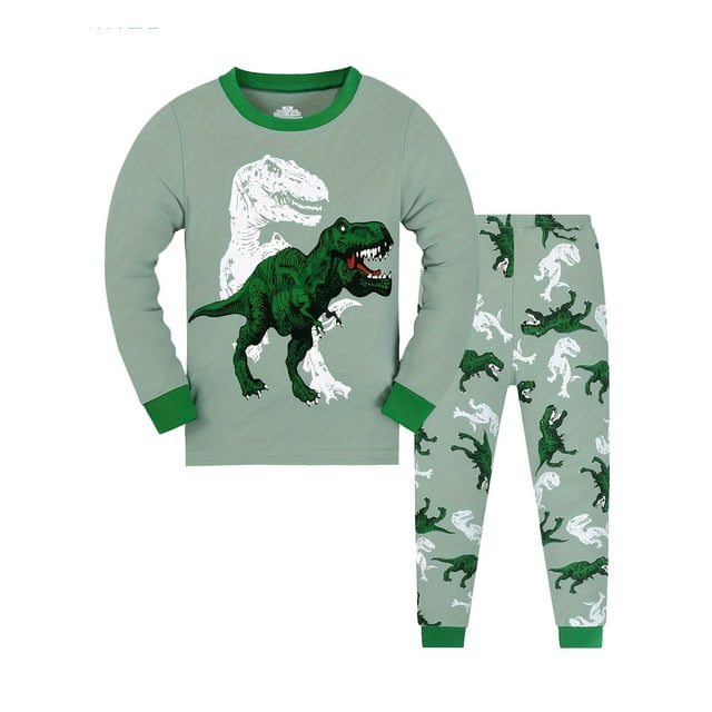WIBACKER Boys Cotton Pajamas Long Sleeve Toddler Boys Pjs Kids Dinosaur Sleepwear Sets 2-9 Years ...