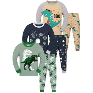 Boys Pajamas Kids Toddler Boys 2 Piece Fall Pajama Set Cartoon Dinosaur Print Long Sleeve Top ...