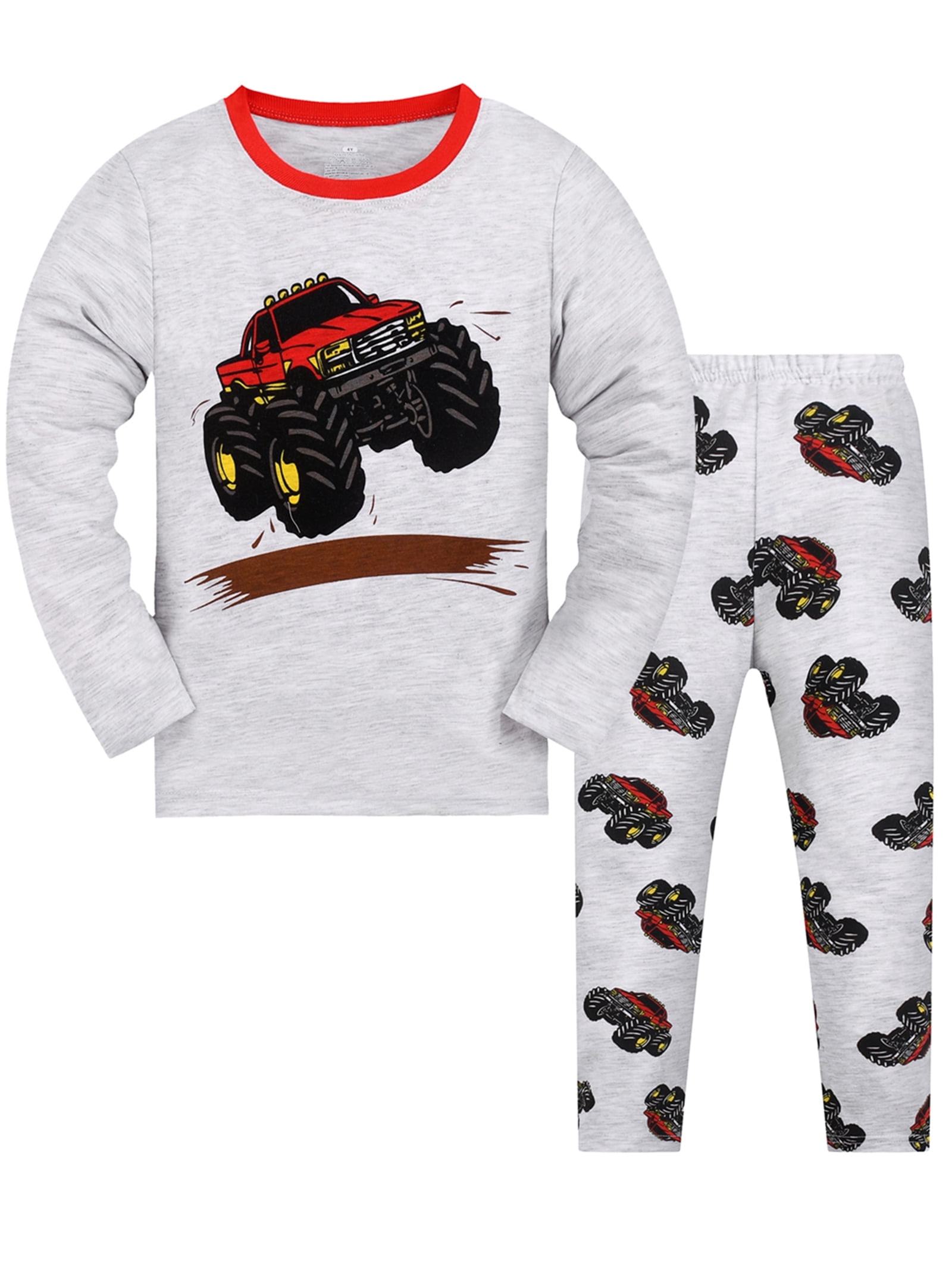 WIBACKER Boys Cotton Pajamas Long Sleeve Toddler Boys Pjs Kids Off-Road ...
