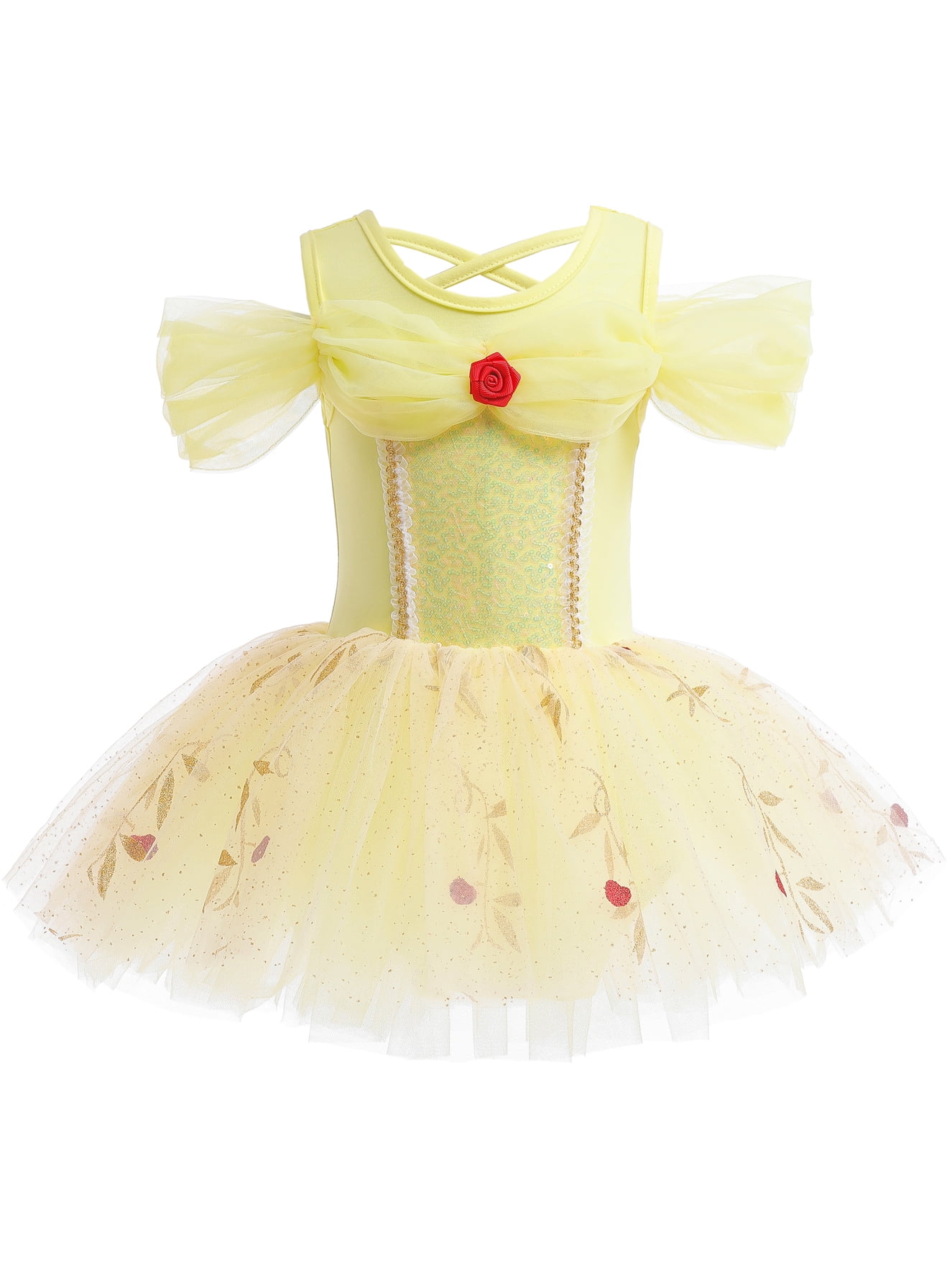 WIBACKER Girls Ballet Tutu Dress 2-8Y, Shiny Princess Tulle Leotard ...