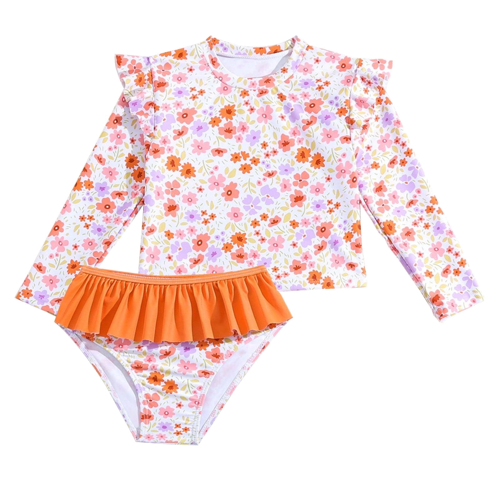 WIBACKER Girls Rash Guard Set Long Sleeve Two Piece Swimsuit with ...