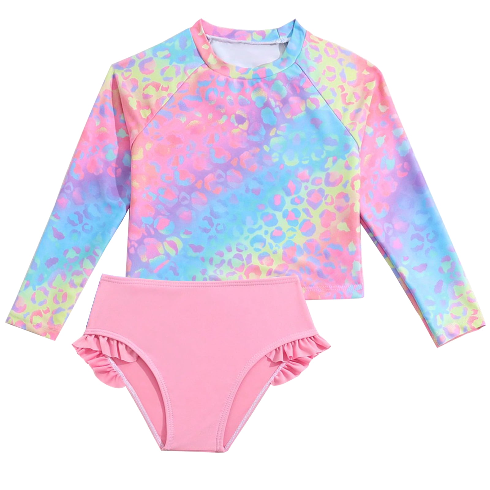 WIBACKER Girls Rash Guard Set Long Sleeve Two Piece Swimsuit with ...