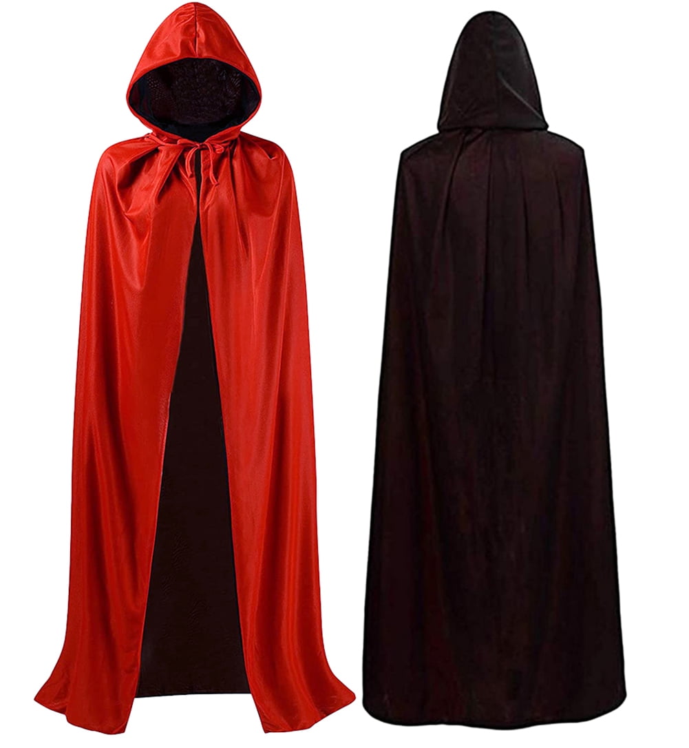 WIBACKER Kid Adult Halloween Vampire Cloak Wizard Reversible Hooded ...