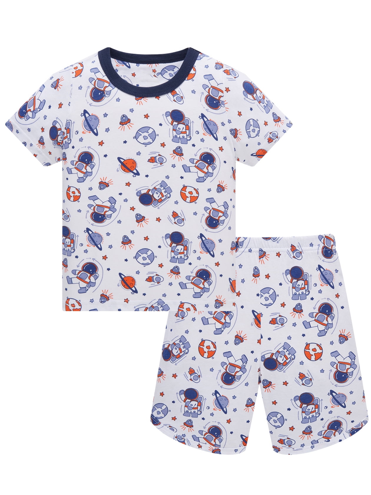 WIBACKER Kids Boys' Short Sleeve Top and Shorts Snug Fit 100% Cotton 2 Piece Pajama Set for ...
