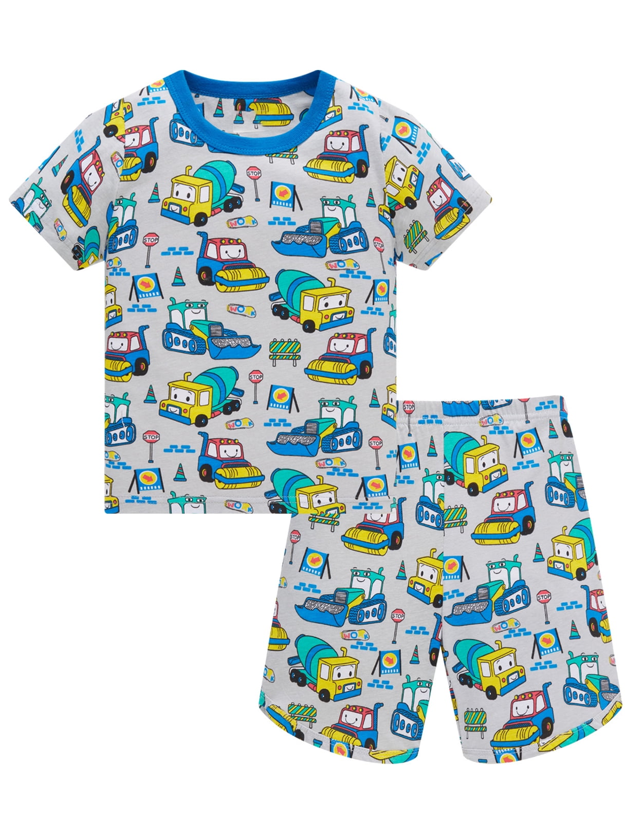 WIBACKER Kids Boys' Short Sleeve Top and Shorts Snug Fit 100% Cotton 2 Piece Pajama Set for ...