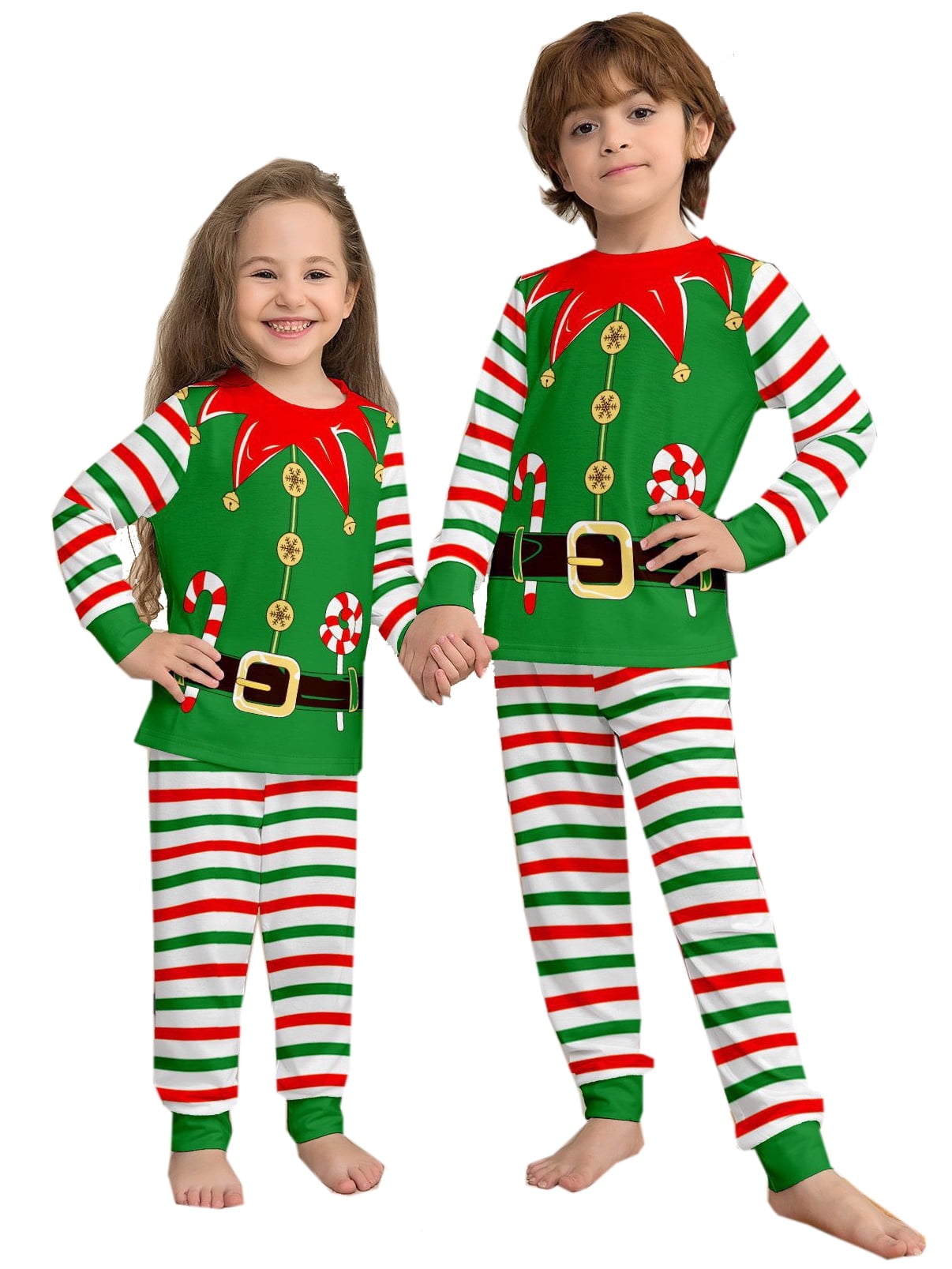 WIBACKER Kids Christmas Pajamas Long Sleeve Holiday Pjs Set Toddler ...
