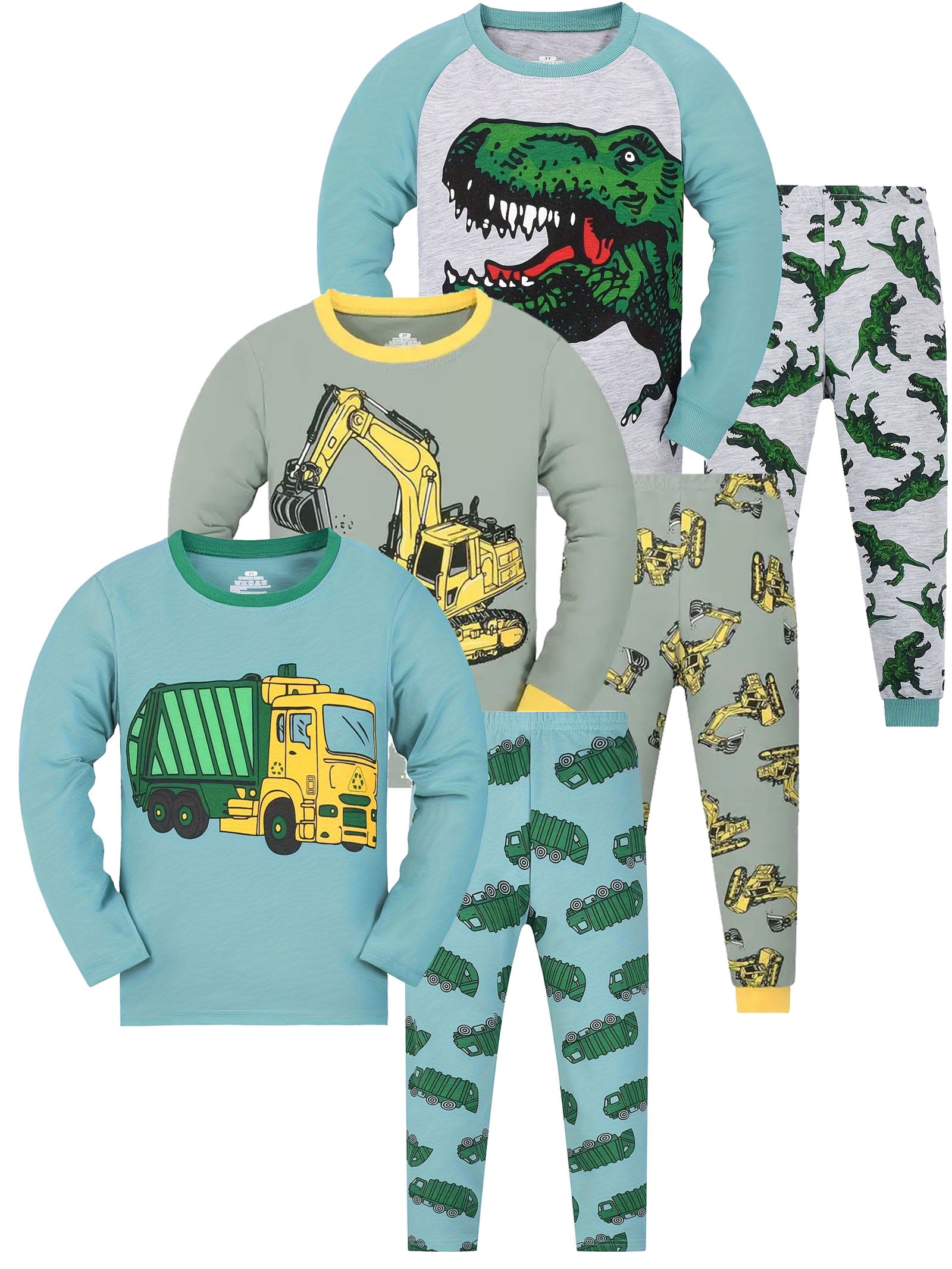 WIBACKER Kids & Toddler Boys Long Sleeve Top and Pants Sleepwear Cotton 2 Piece Pajama Set ...