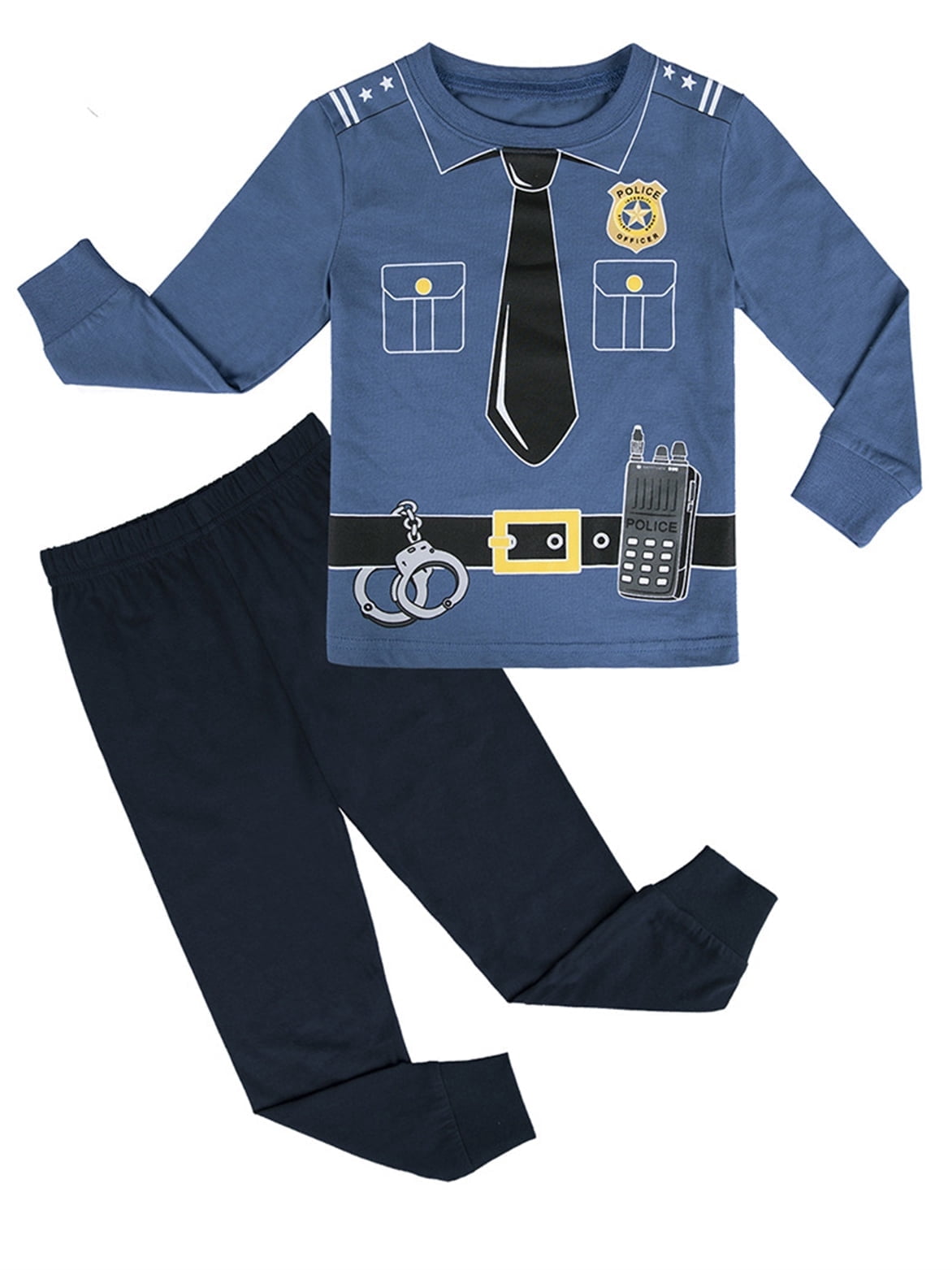 WIBACKER Little Boys Police Officer Cotton Halloween Pajamas Set ...