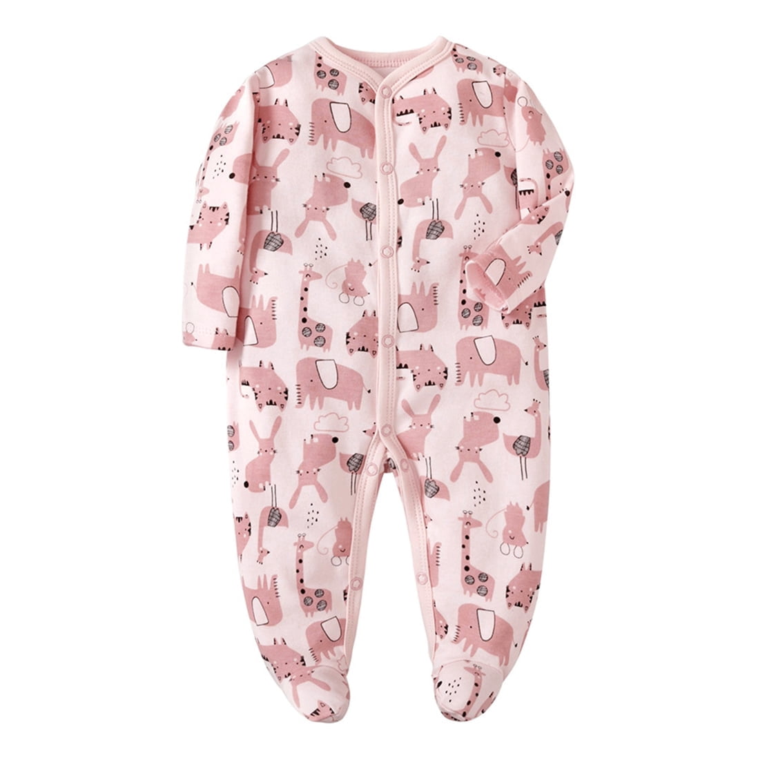 WIBACKER Newborn Baby Footed Pajamas 100% Cotton Infant Baby Snap ...
