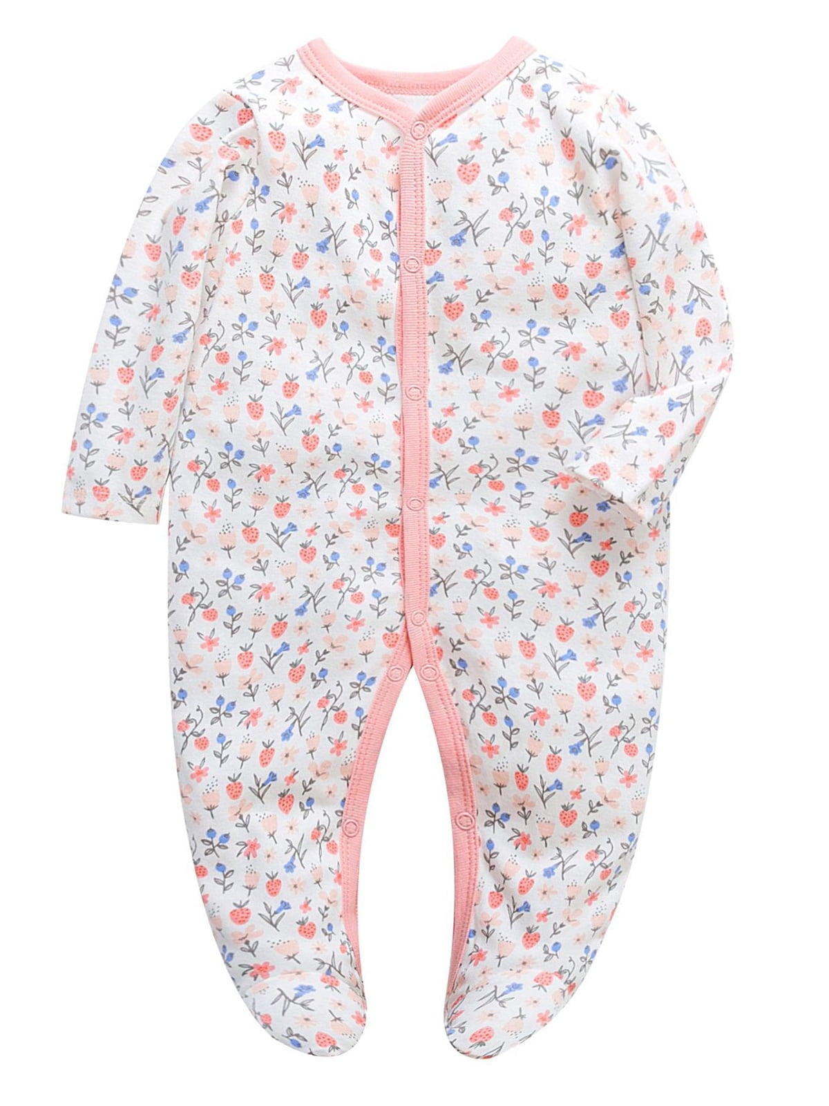 WIBACKER Newborn Baby Footed Pajamas 100% Cotton Infant Baby Snap ...
