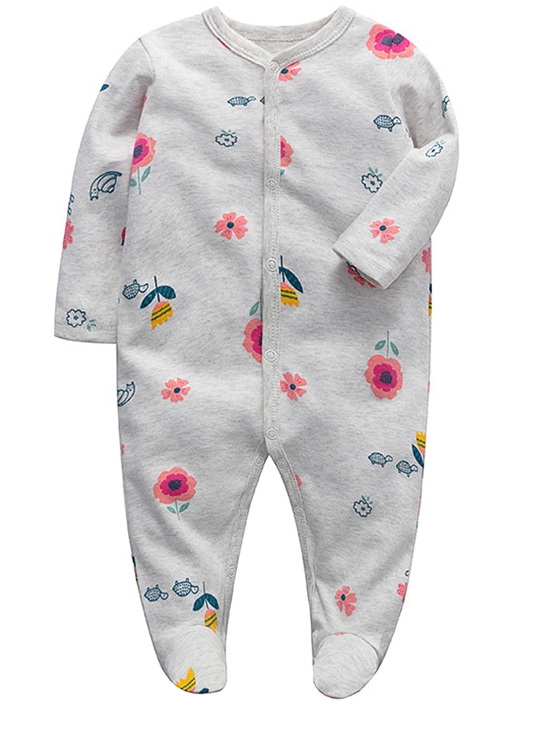 WIBACKER Newborn Baby Footed Pajamas 100% Cotton Infant Baby Snap ...