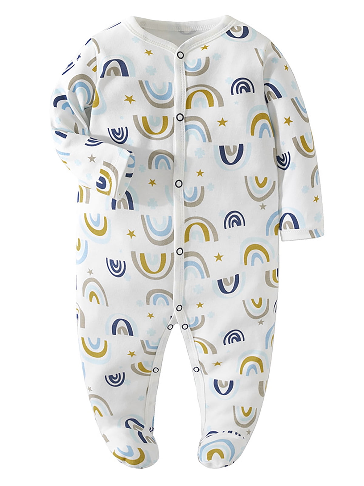 WIBACKER Newborn Baby Footed Pajamas 100% Cotton Infant Baby Snap ...