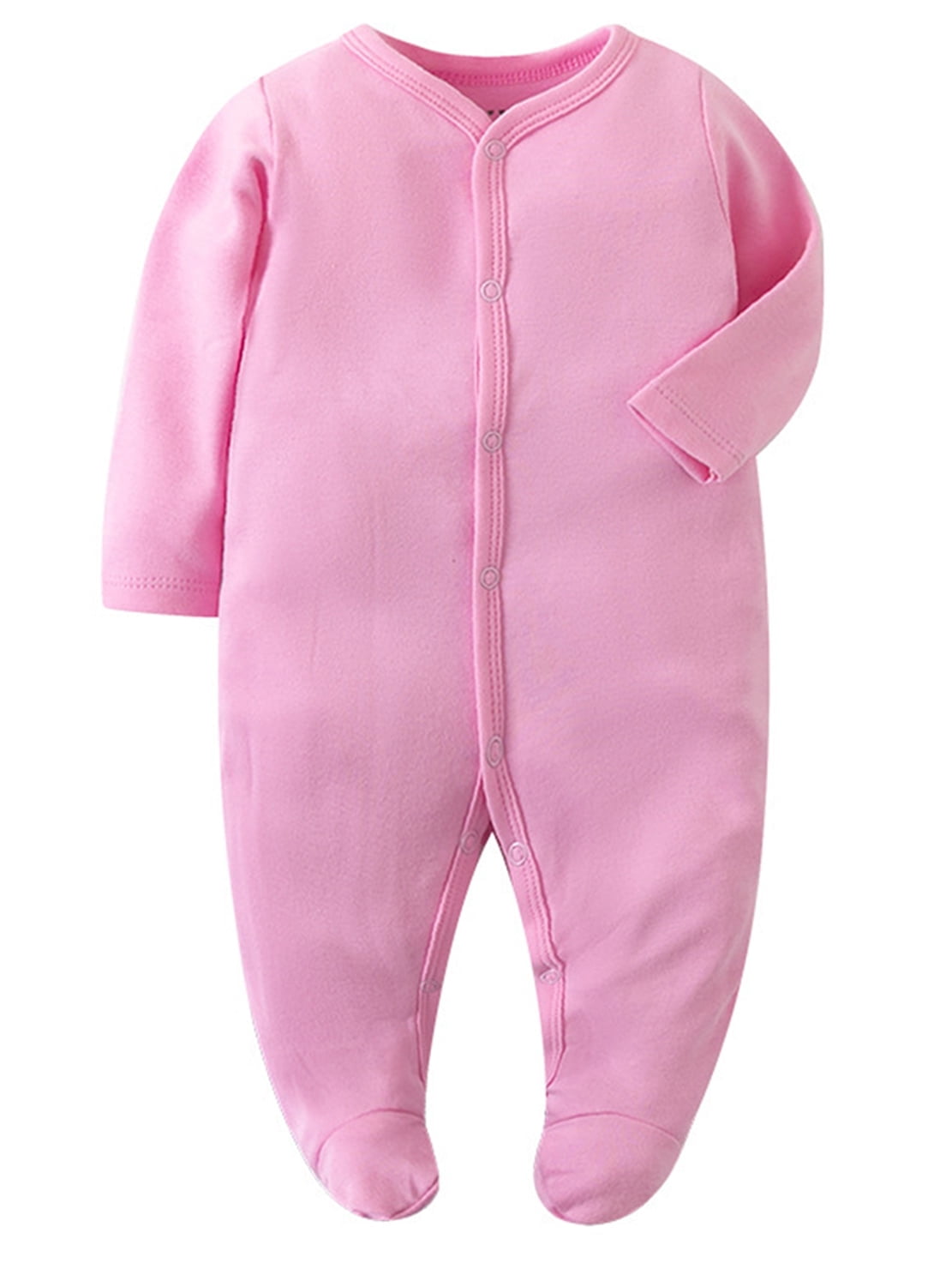 WIBACKER Newborn Baby Footed Pajamas 100% Cotton Infant Baby Snap ...