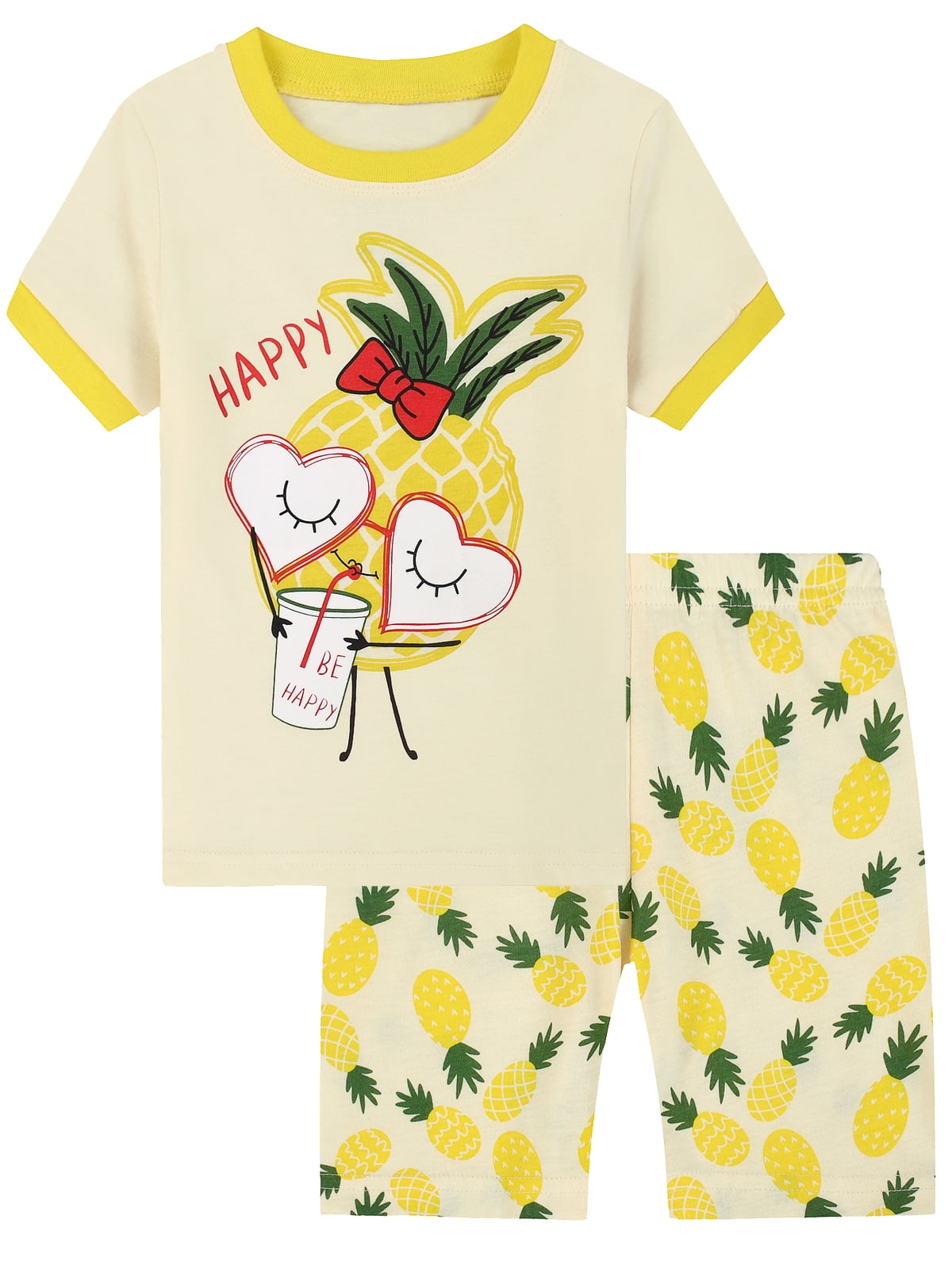 WIBACKER Pineapple Pajamas for Girls - Cotton Unicorn Chick Summer ...