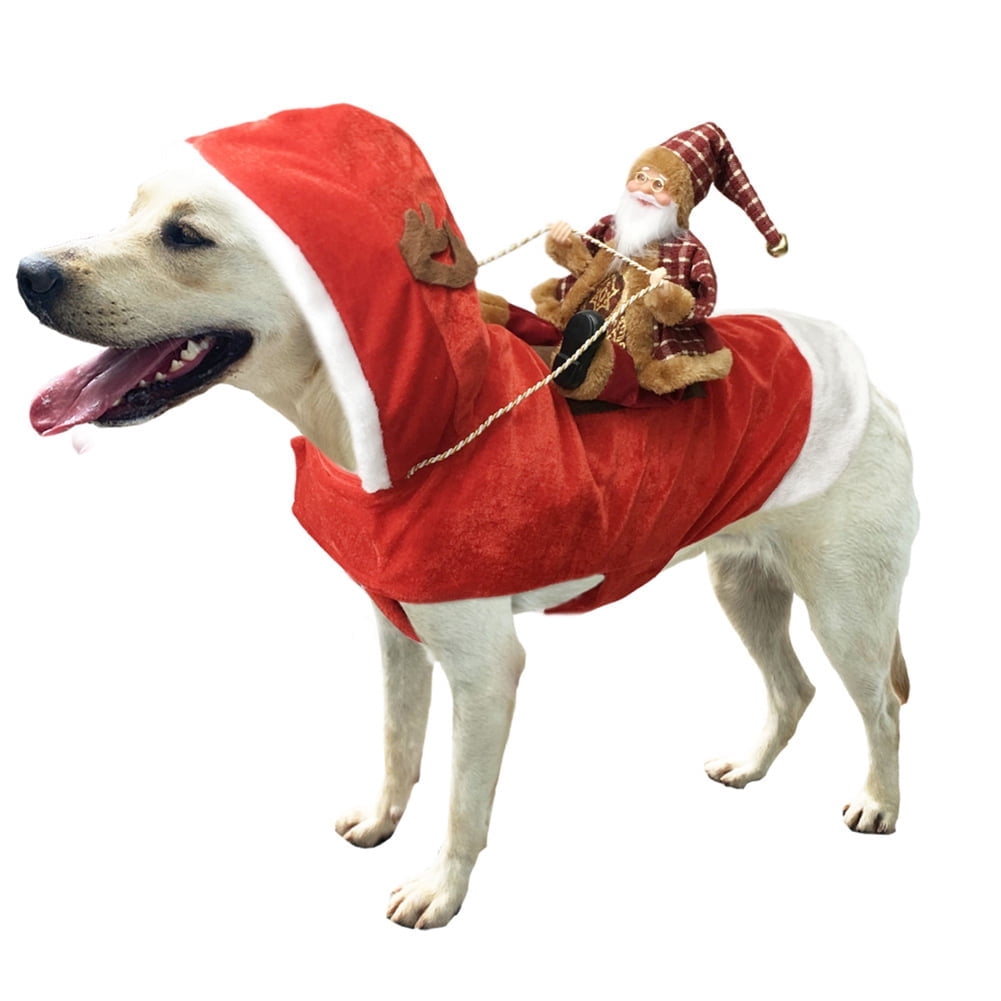 WIBACKER Santa Claus Riding on Dog Christmas Costumes Pet Dogs Cat Elk ...