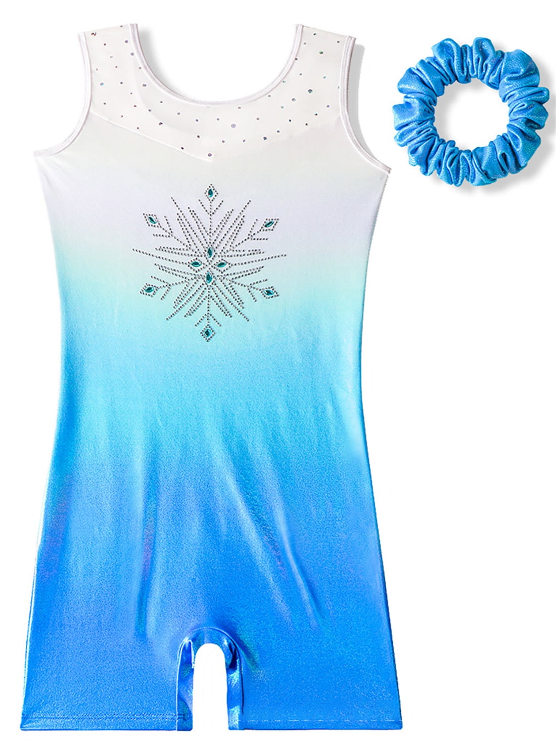 WIBACKER Sleeveless Gymnastics Leotards for Girls Snowflake Sparkle ...