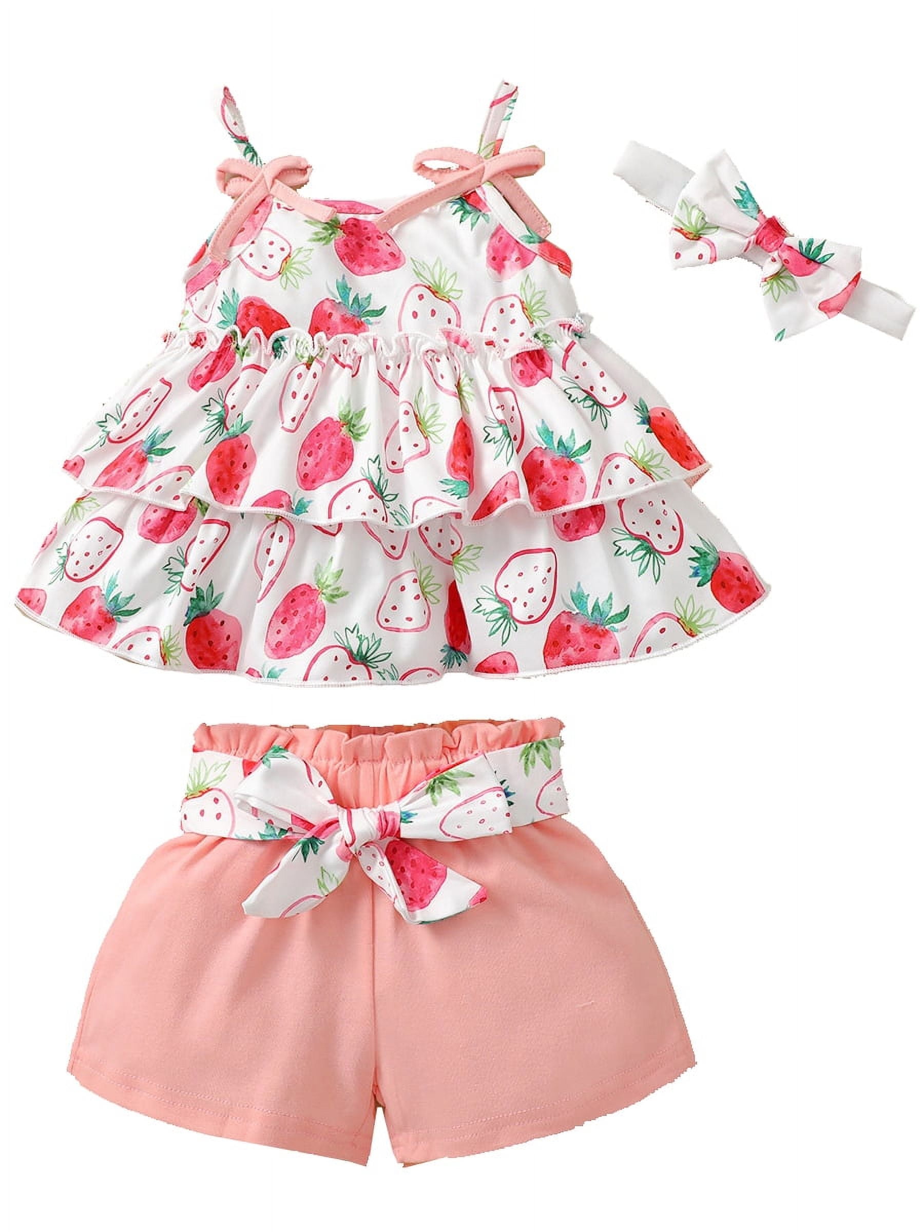 WIBACKER Toddler Baby Girls Summer Outfits Floral Ruffle Camisole Tops ...