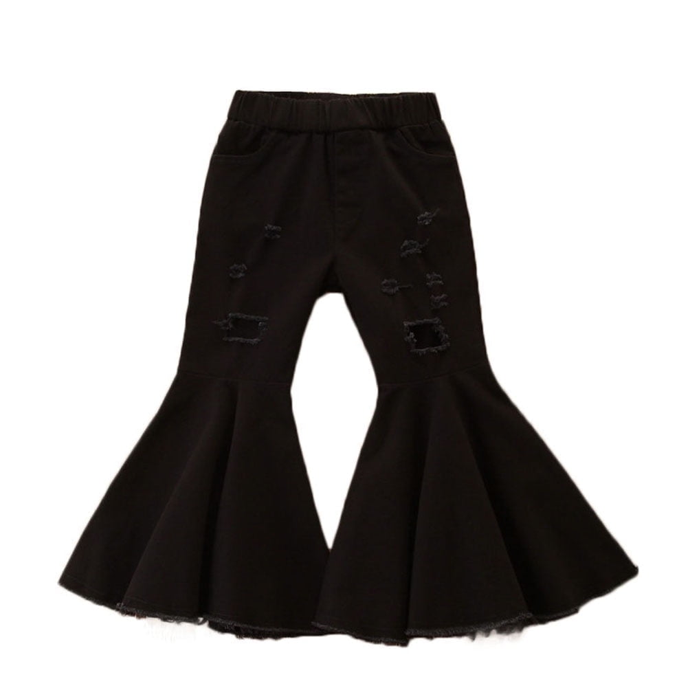 WIBACKER Toddler Kids Little Girls Bell-Bottom Jeans Flared Denim Long ...