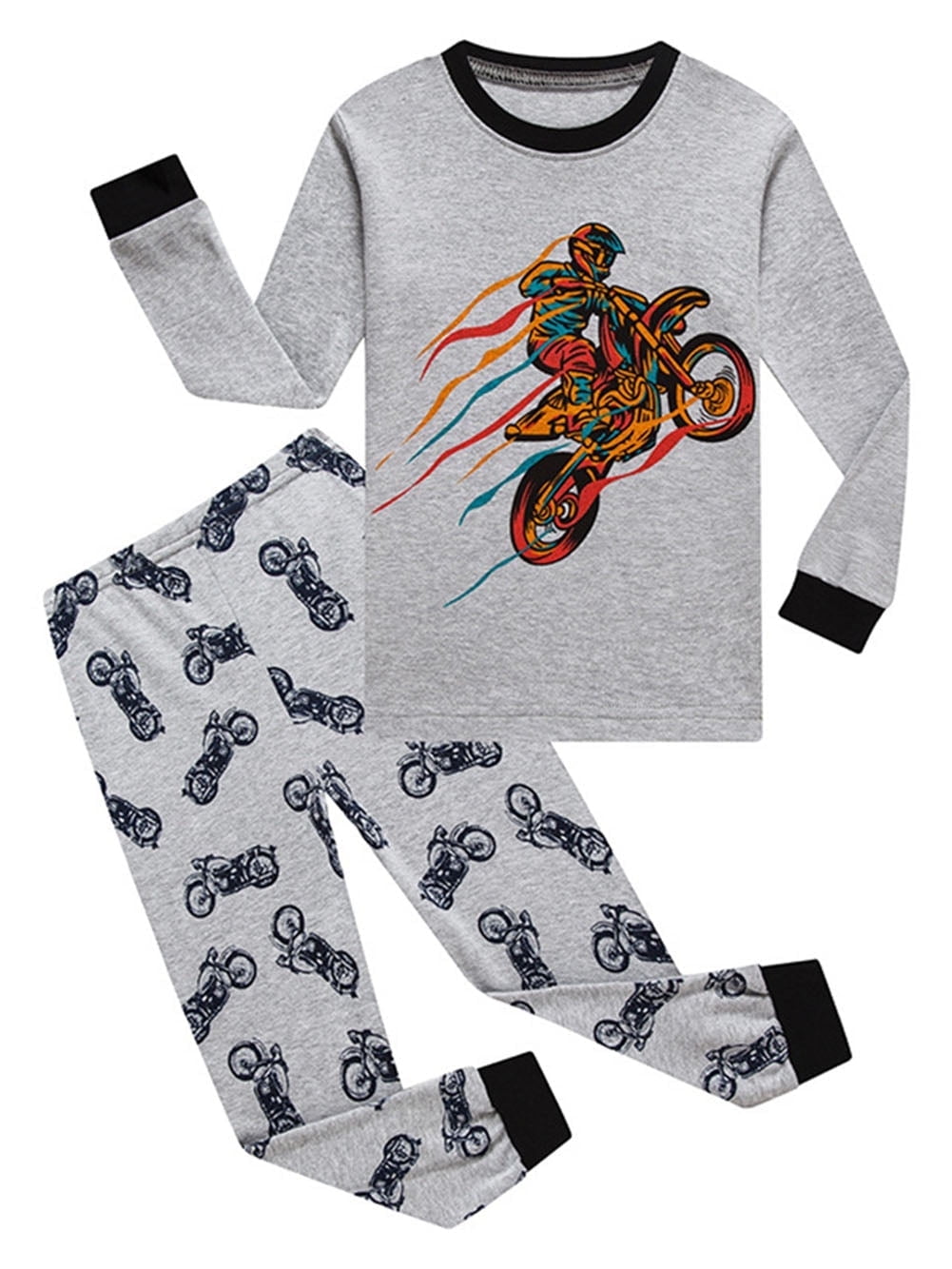 WIBACKER Toddler Little Boys Cotton Pajama Set Snug Fit Long Sleeve Tops & Sleep Pants Kids ...