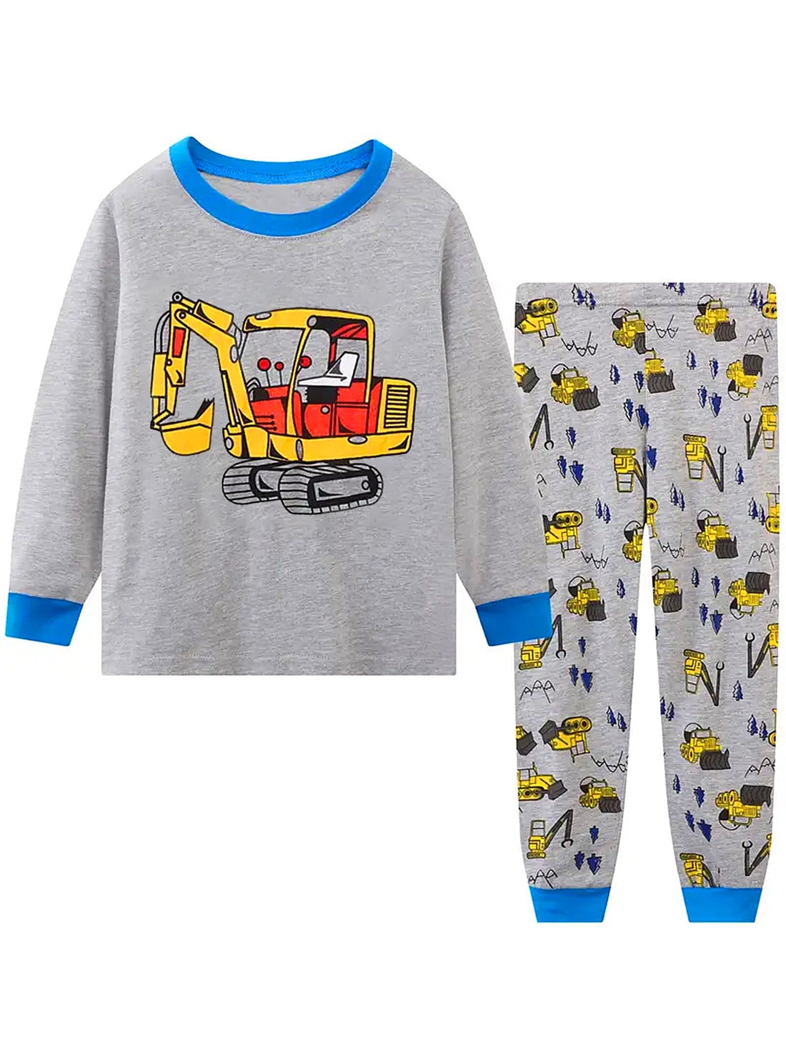 WIBACKER Toddler and Little Boys 2-Piece Cotton Pajamas Long Sleeve ...