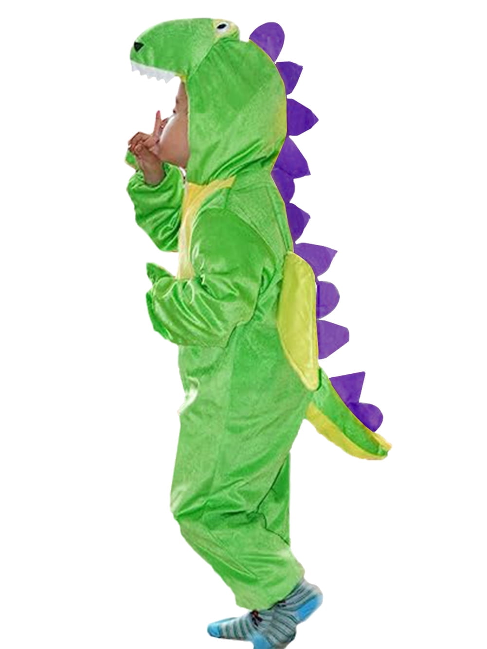 WIBACKER Dino Baby Size Cosplay Dinosaur Hooded Jumpsuit for Toddlers ...