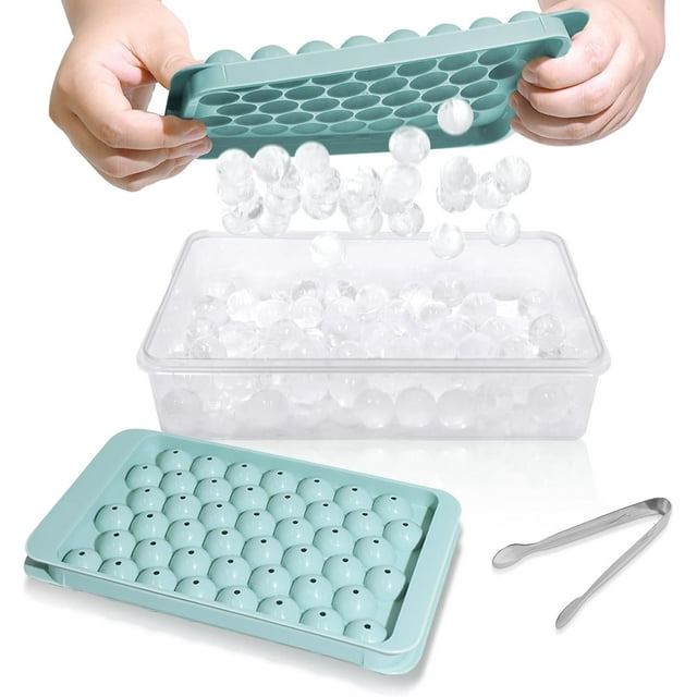 WIBIMEN Ice Cube Tray with Lid and Bin - Round Ice Trays for Freezer with Lid - Ice Cube Trays ...