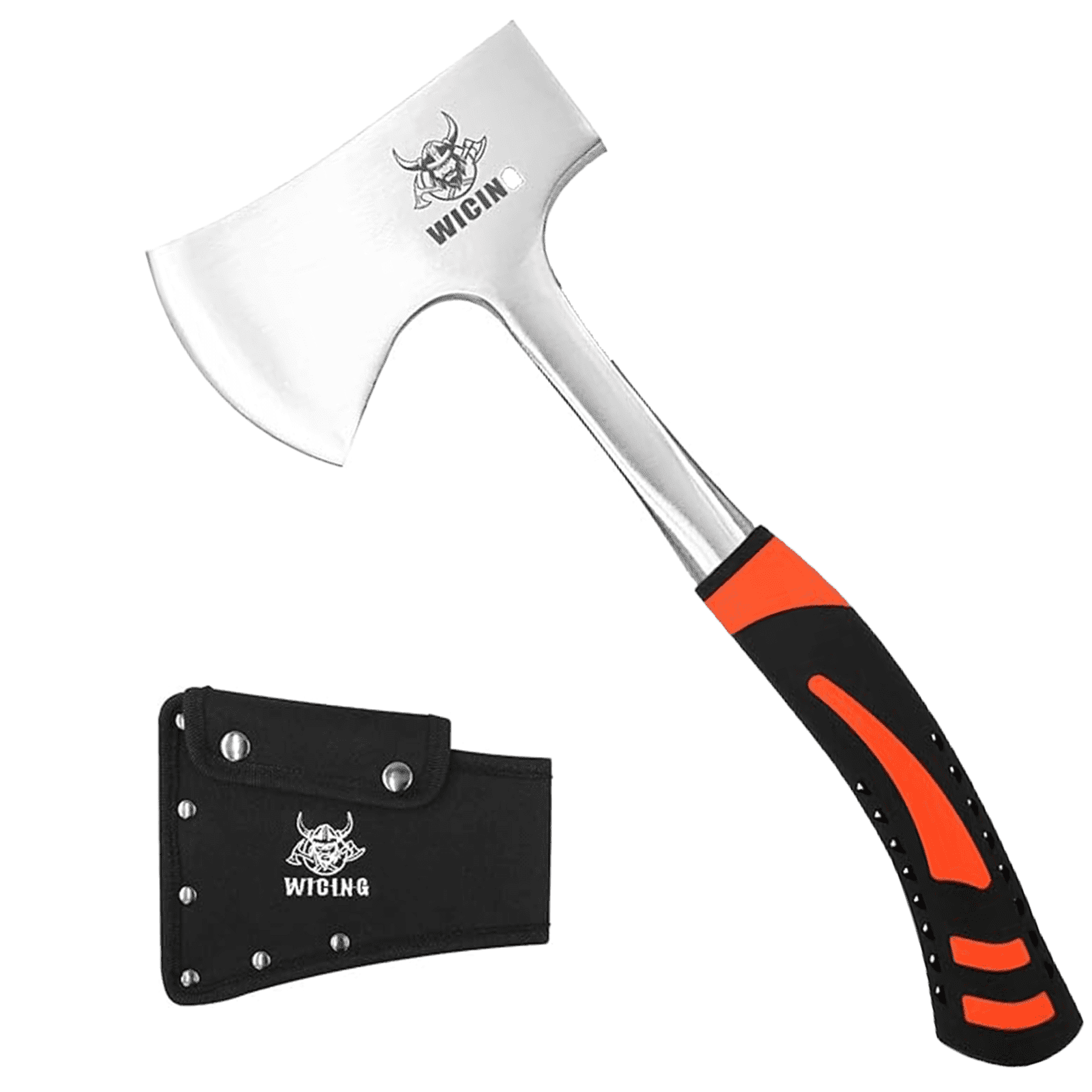 WICING 13.8" Camping Hatchet with 1065 Manganese Steel Blade and Shock ...