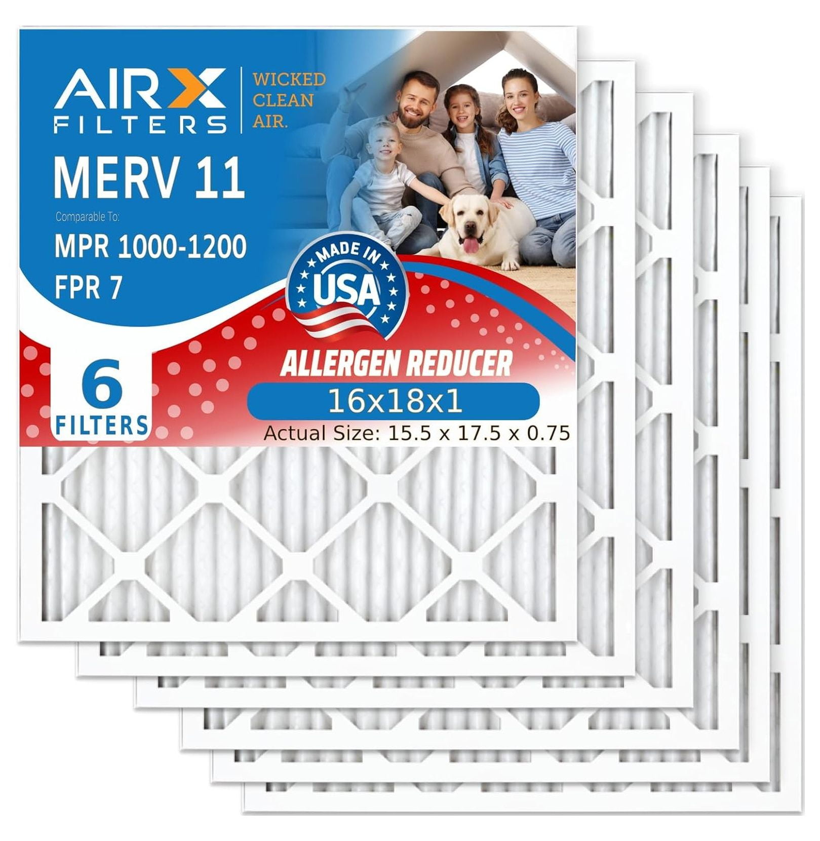 WICKED CLEAN AIR 16x18x1 MERV 11 Electrostatic Pleated Air Conditioner ...