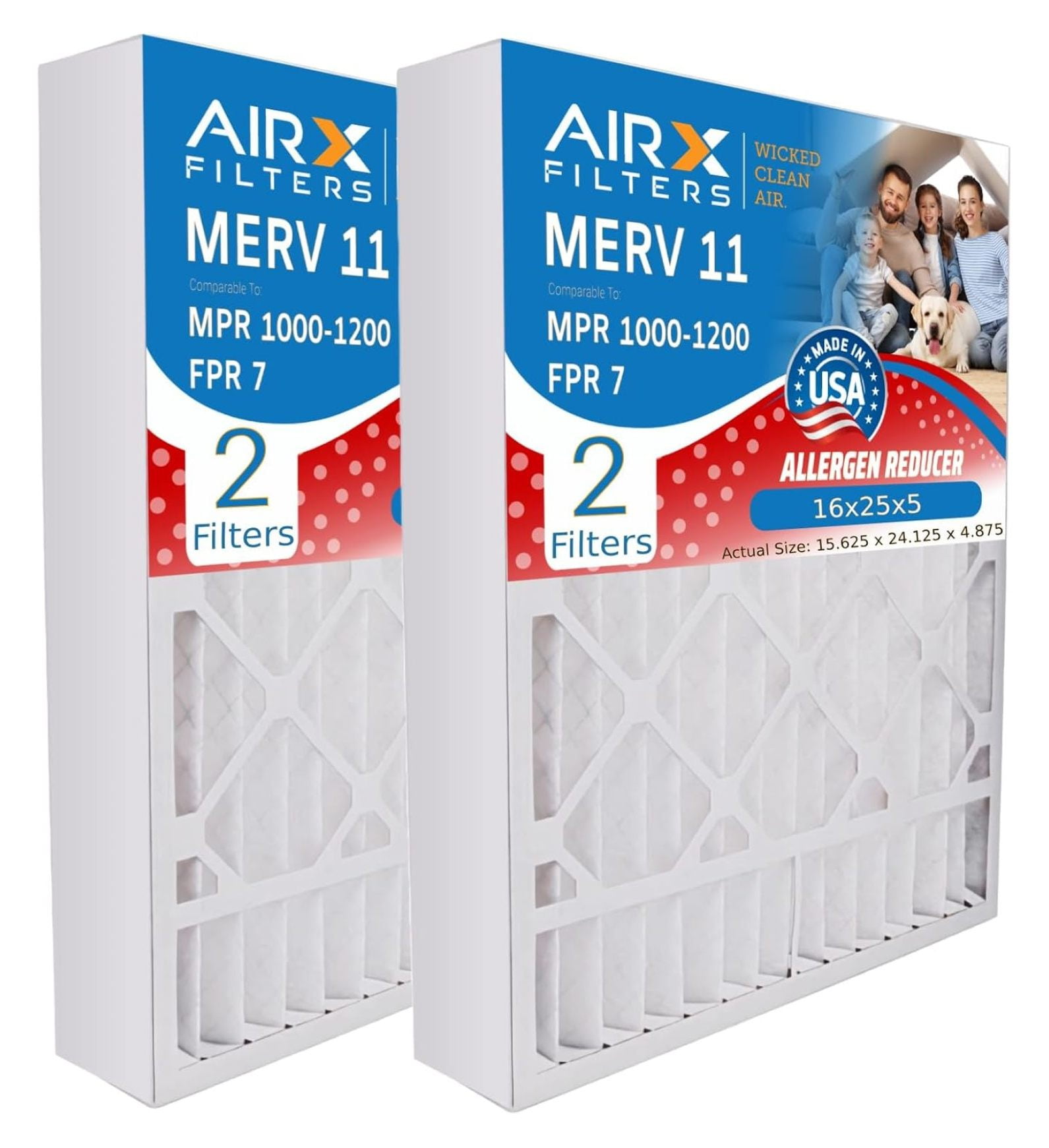 WICKED CLEAN AIR. 16x25x5 Air Filter MERV 11 Compatible with Skuttle ...