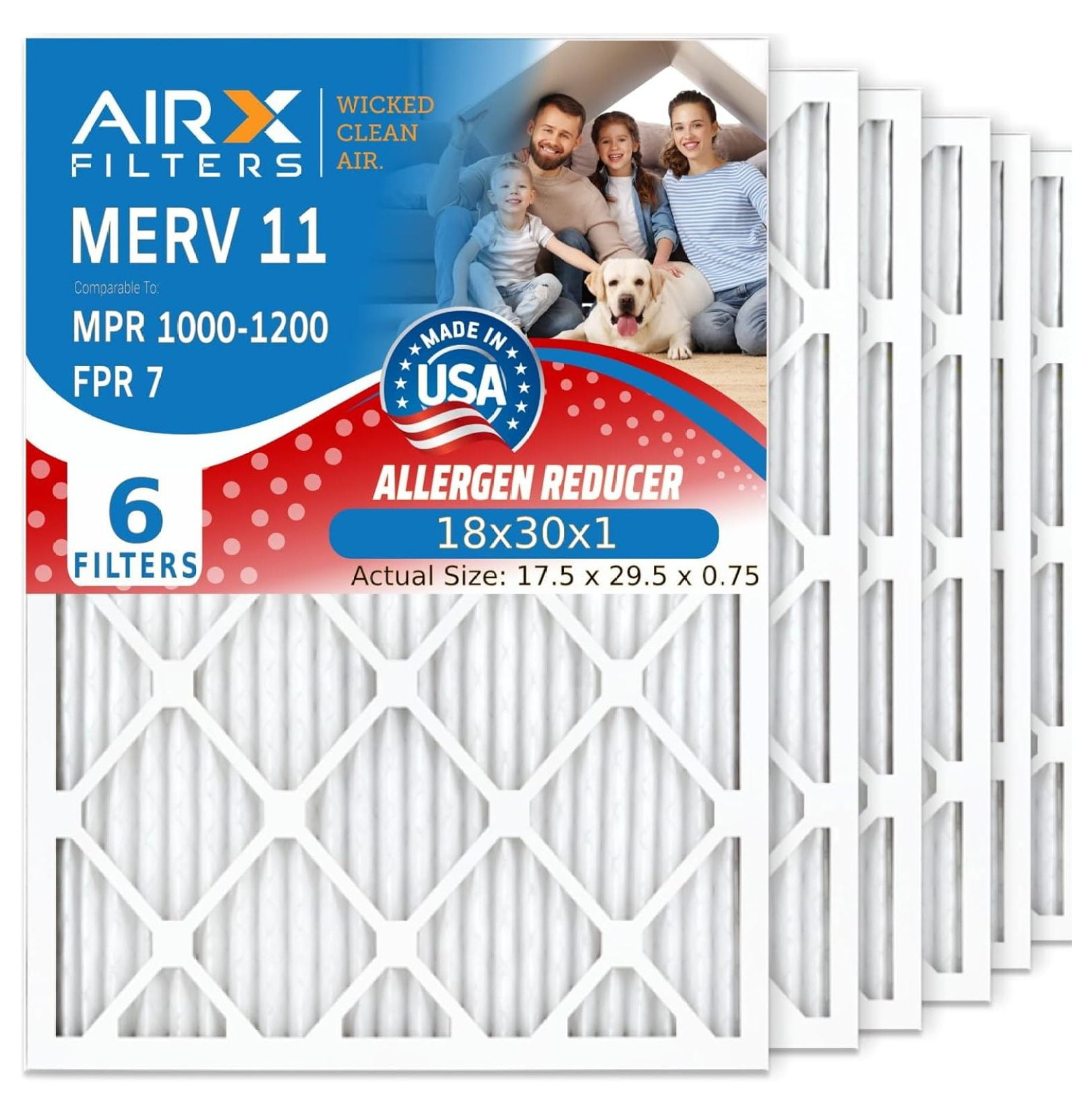 WICKED CLEAN AIR. 18x30x1 Air Filter MERV 11 Electrostatic Pleated Air ...