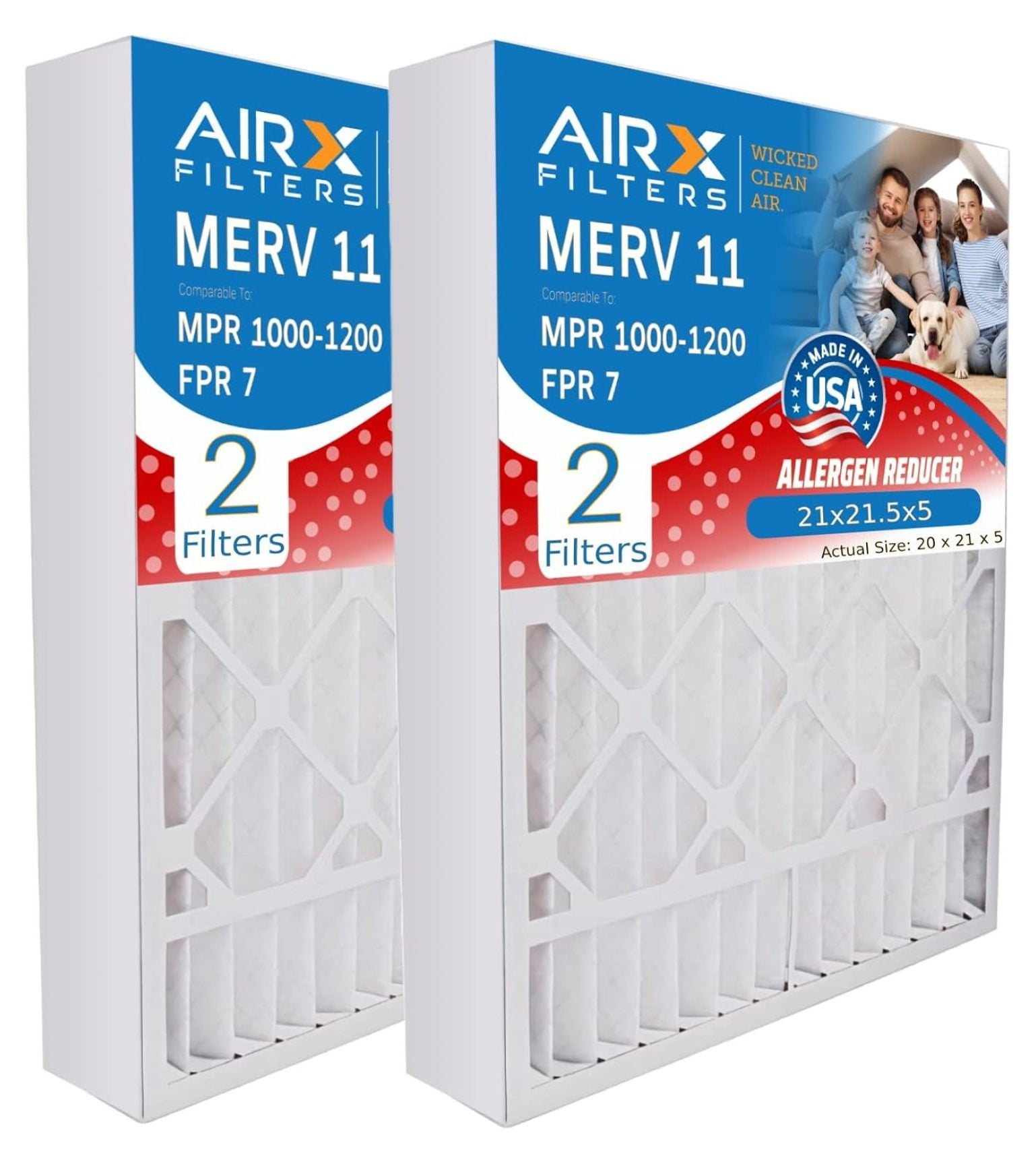 WICKED CLEAN AIR. 21x21.5x5 Air Filter MERV 11 Compatible with Trane ...