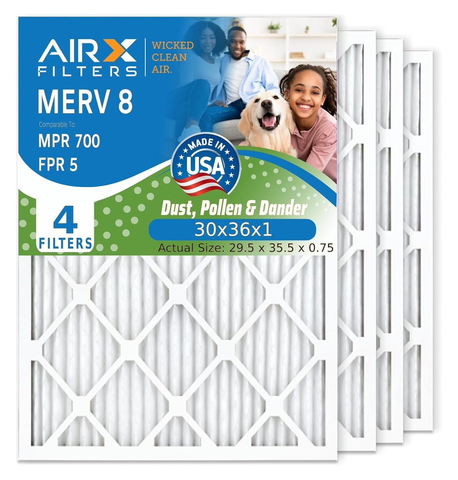 WICKED CLEAN AIR 30x36x1 MERV 8 Electrostatic Pleated Air Conditioner ...