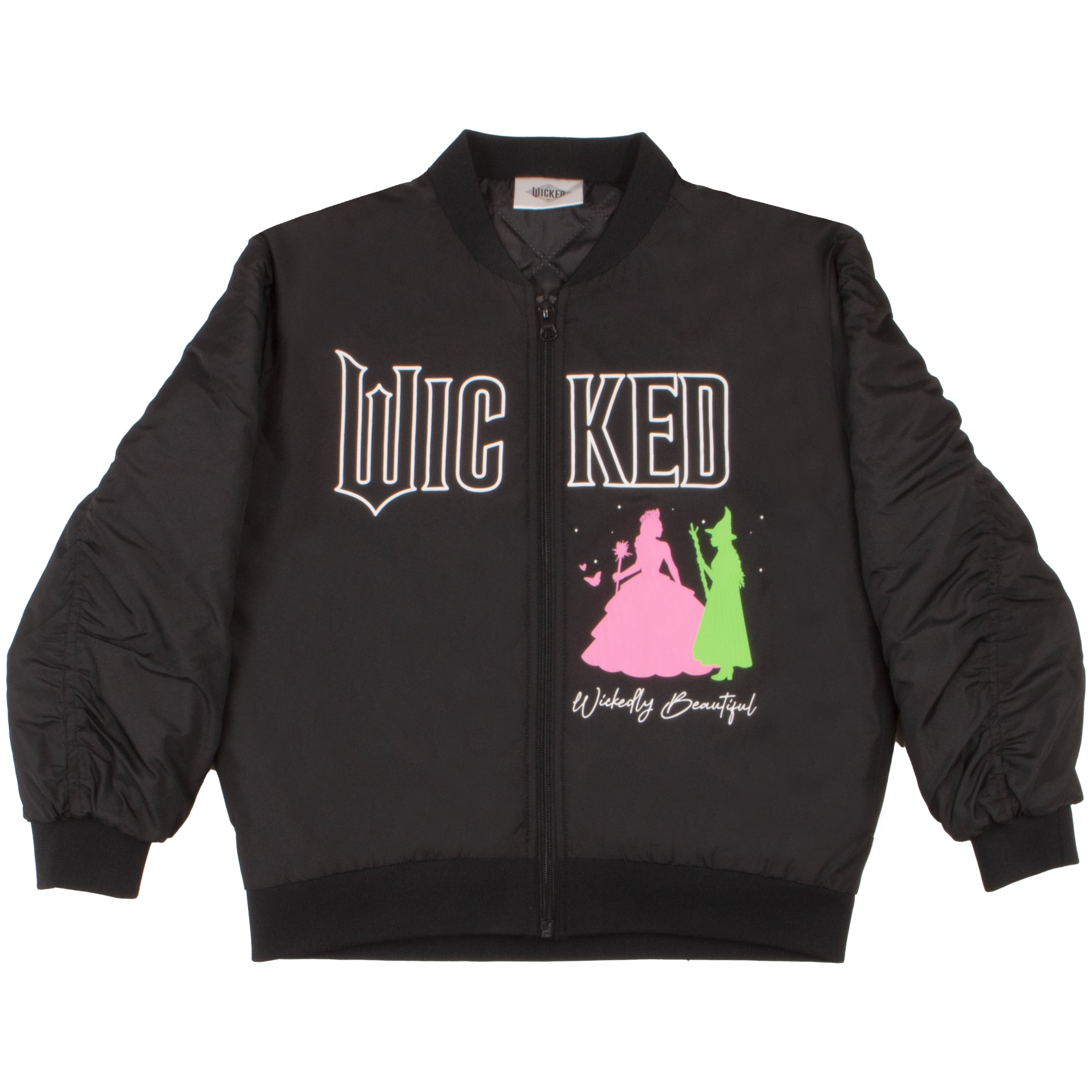 WICKED Girls Bomber Zip-Up Jackets WICKED Logo Graphic Print Zipper ...