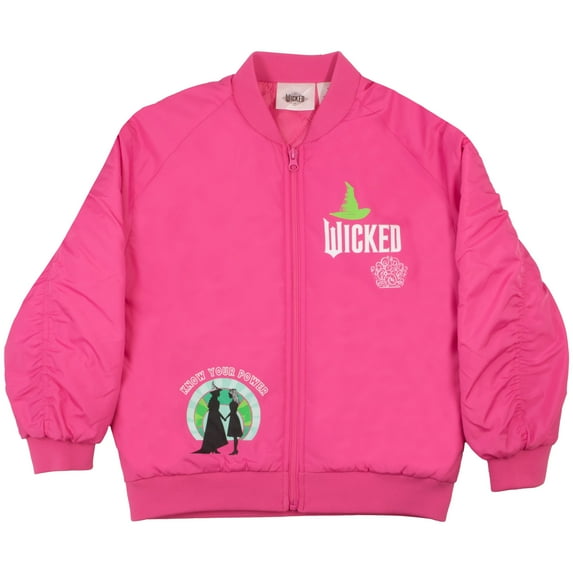 WICKED Girls Zip-Up Bomber Jackets WICKED Logo Graphic Print Zipper ...