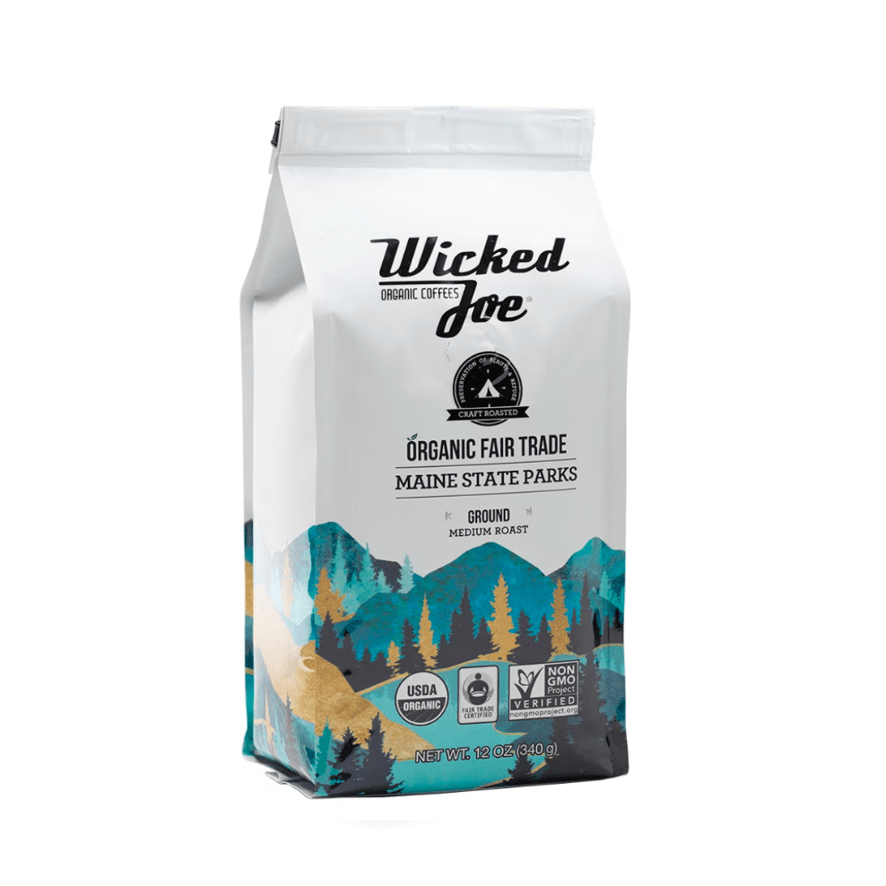 Wicked Joe Organic Medium Roast Ground Maine State Parks Coffee 12 oz ...
