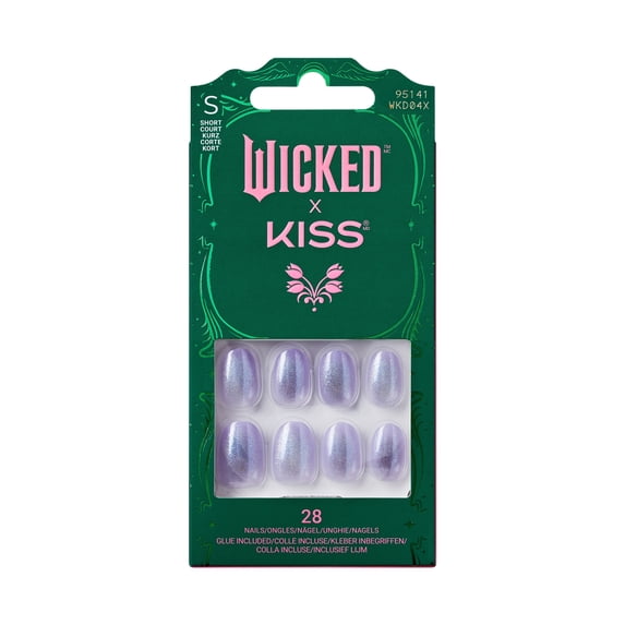 KISS WICKED x KISS Press on Nails, Ozdust, Blue, Short Oval, 28 Count ...