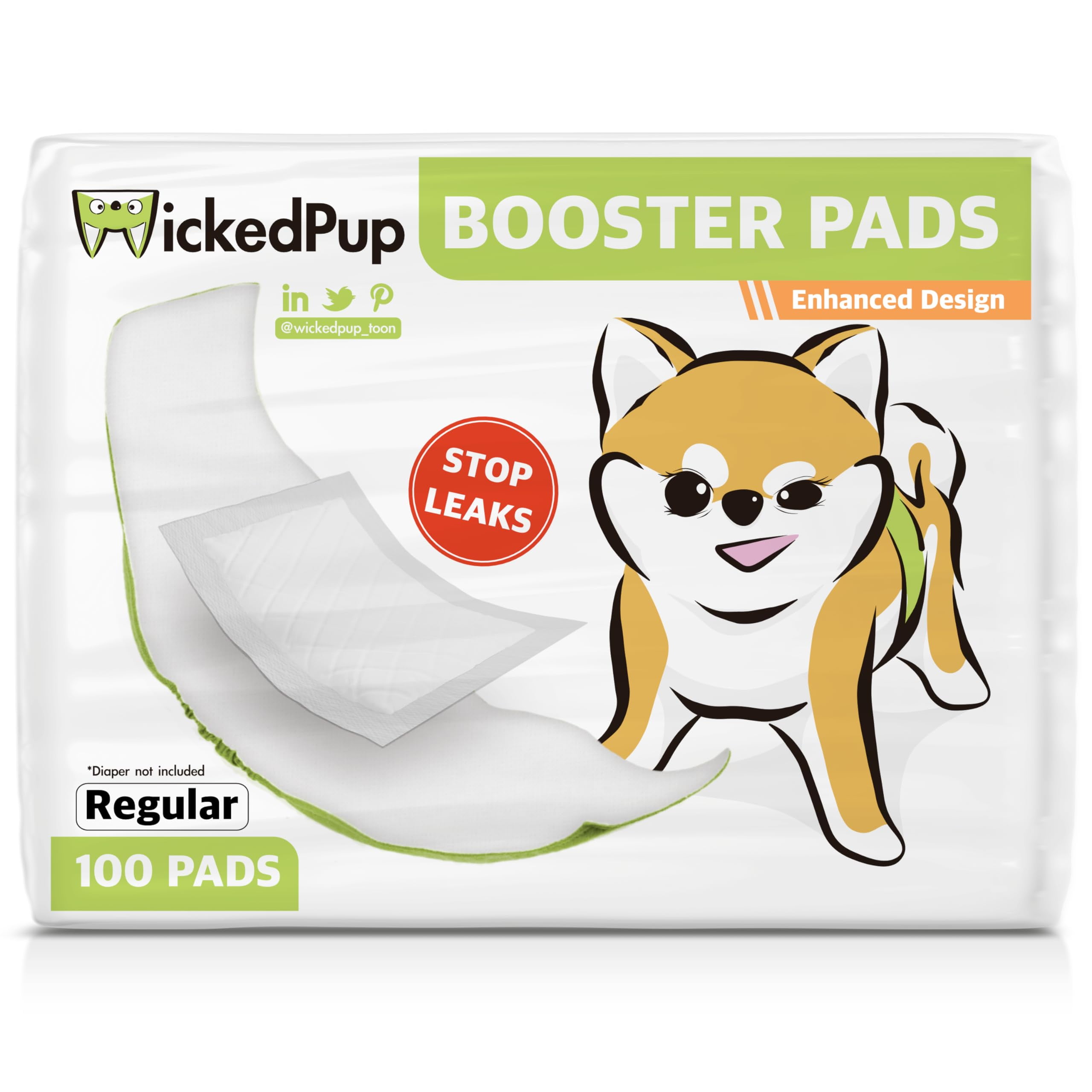 WICKEDPUP Dog Diaper Liners SBF3 Booster Pads for Male and Female Dogs ...