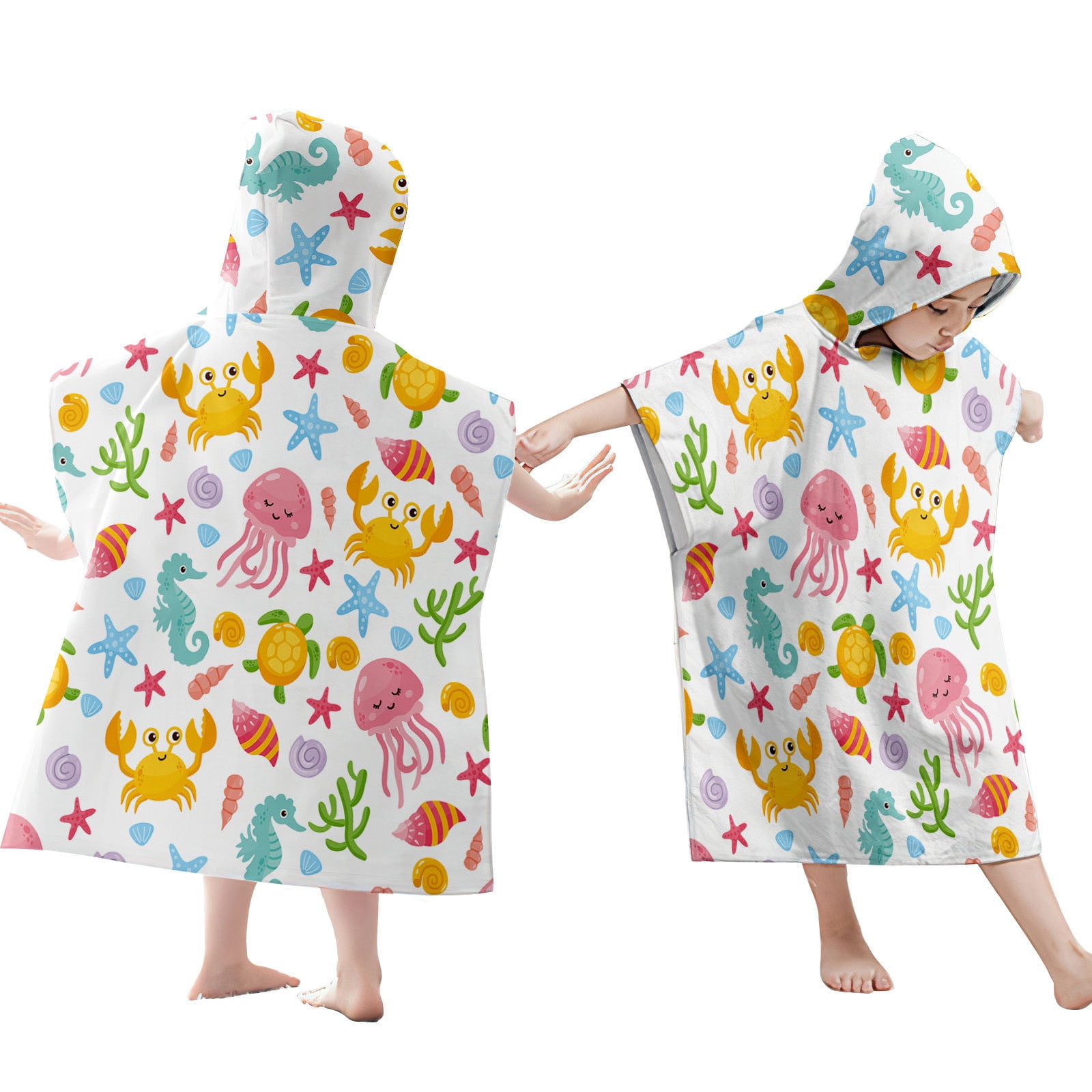WICVIK Kids Hooded Beach Bath Towel, Baby Surf Poncho Toddlers Soft ...